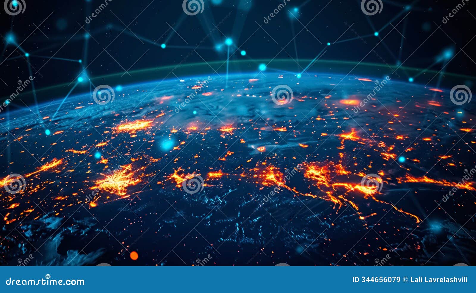 Internet Technology with Global Communication Network Connected Around ...