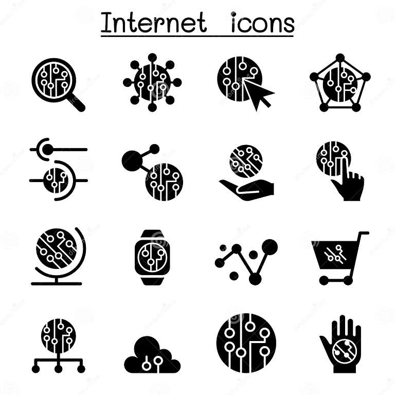 Internet & Technology Icons Stock Vector - Illustration of digital ...