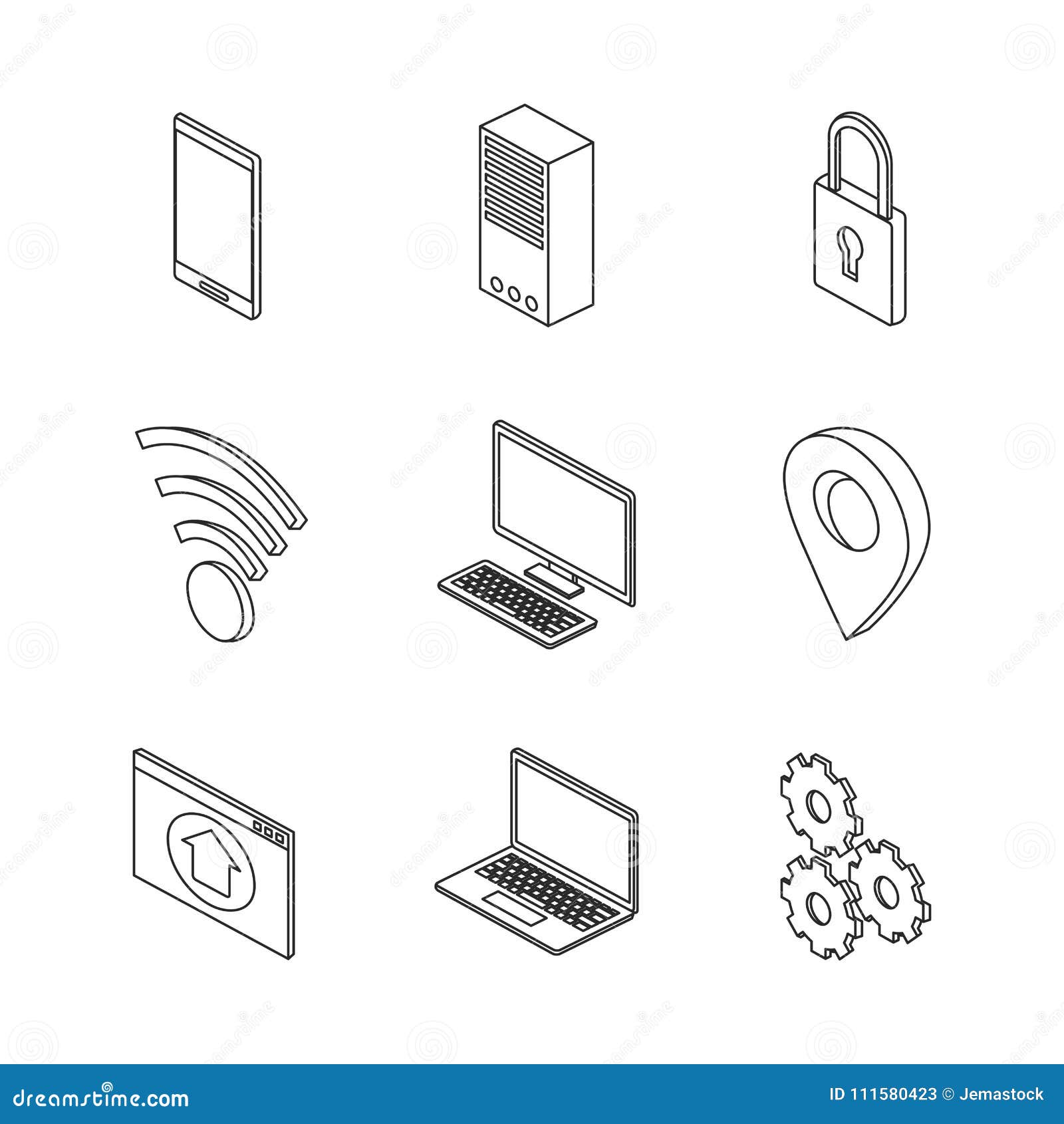 Internet and Technology Icons Stock Vector - Illustration of padlock ...
