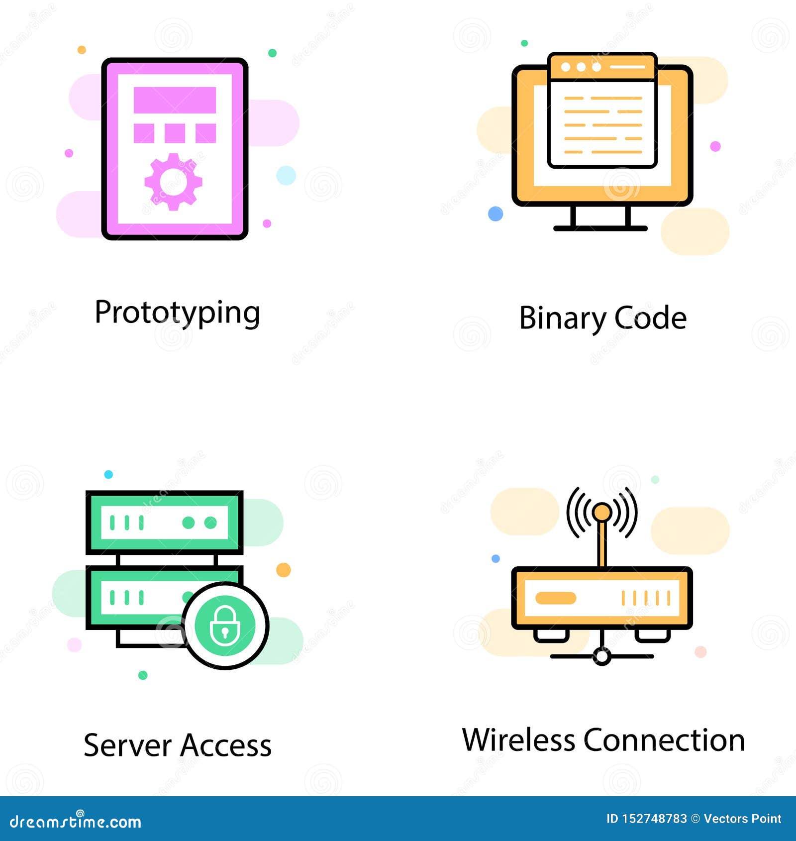 Internet Technology Icons Set Stock Vector - Illustration of data ...