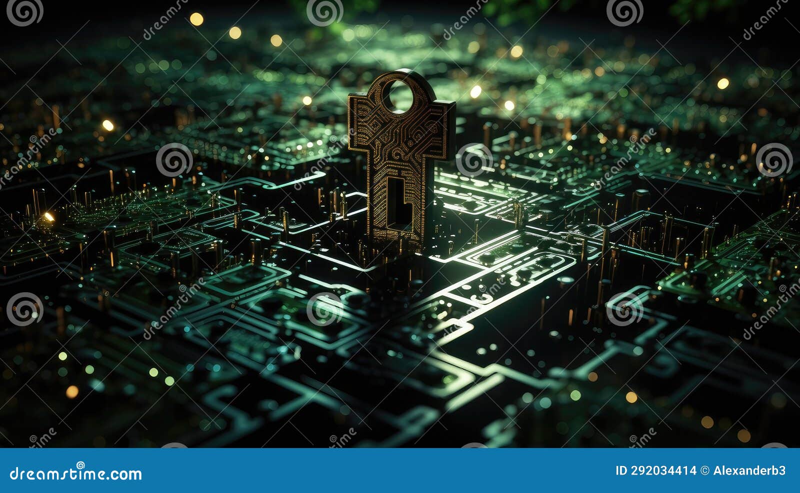 Internet Technology and Information Security Concept: Key on Dark Blue ...