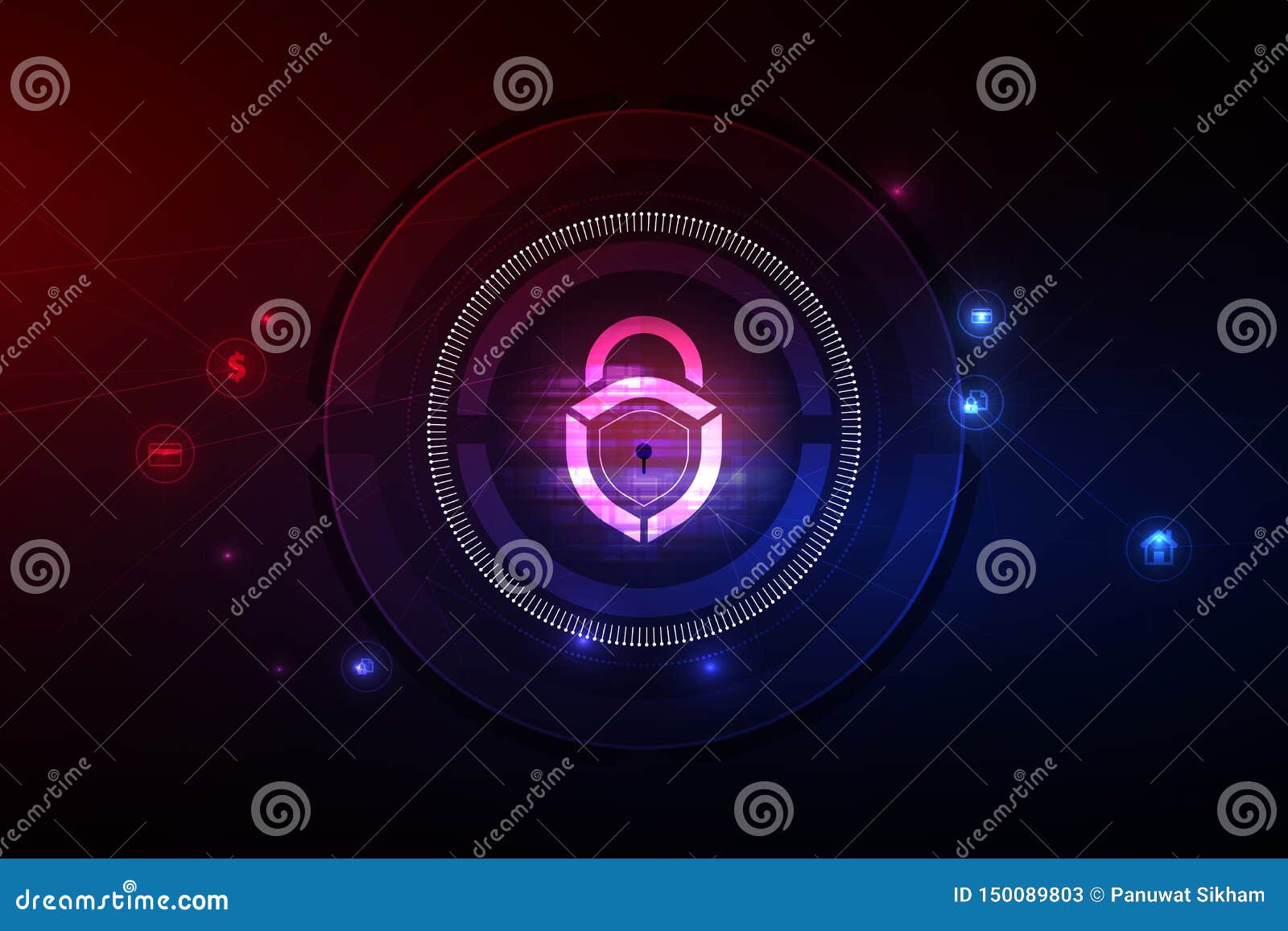 Internet Technology Network and Cyber Security Concept .with Lock Icon ...