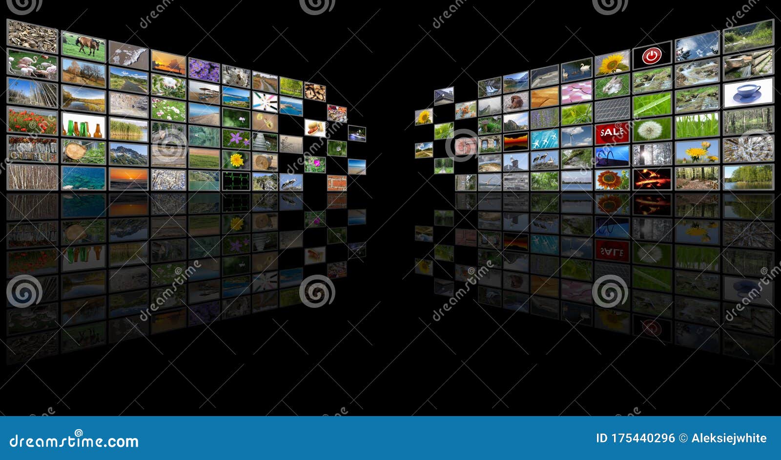 Collage Of Television Screens, Each Displaying A Different Multimedia ...