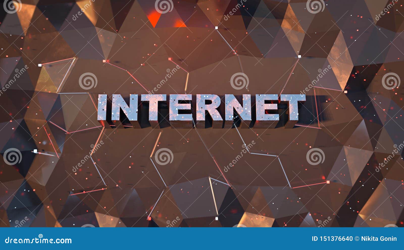Internet Text on Low Poly Surface 3D Render Illustration Stock ...