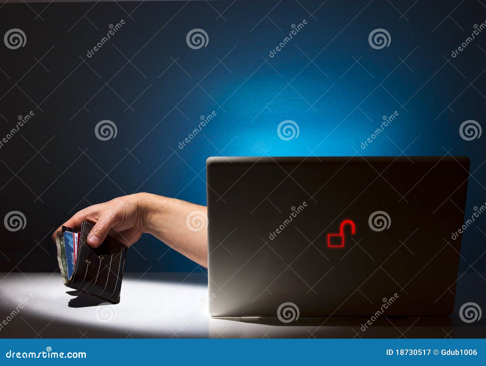 Internet Theft and Fraud from an Unsecured Laptop Stock Image - Image ...
