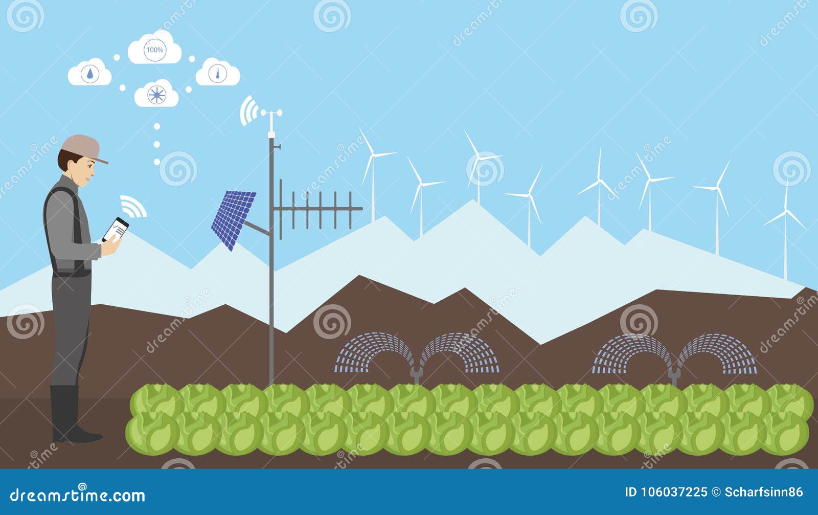 Internet of Things in Agriculture. Stock Vector - Illustration of small ...