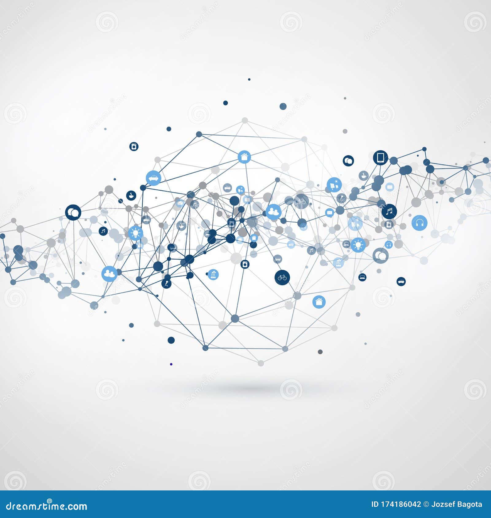 Internet of Things, Cloud Computing Design Concept with Wireframe and ...