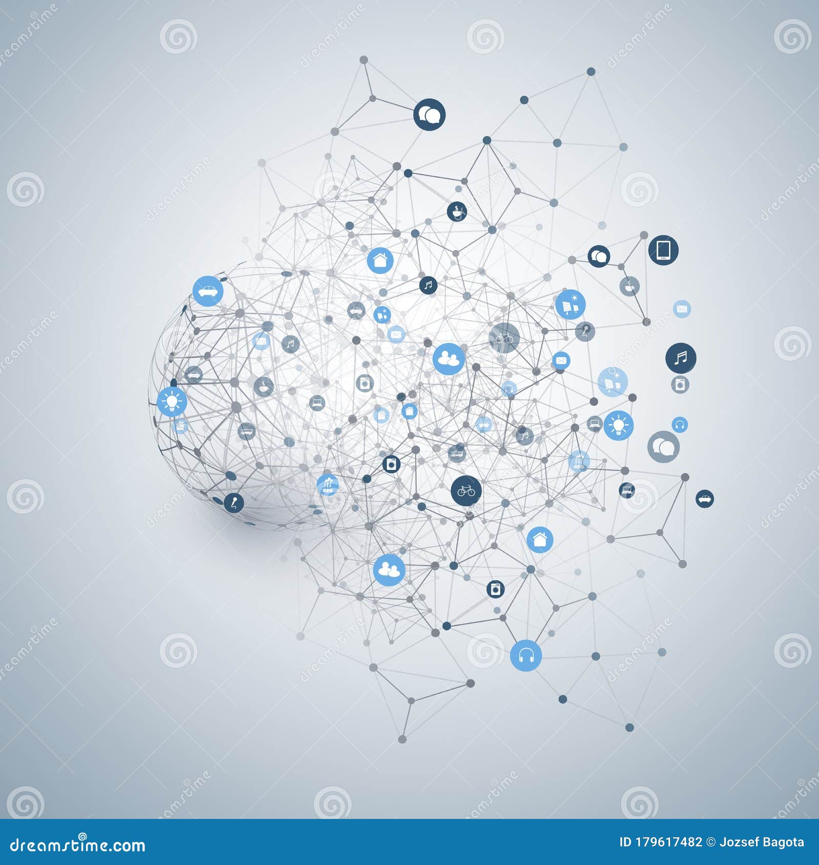 Internet of Things, Cloud Computing Design Concept with Wireframe and Icons Stock Vector ...