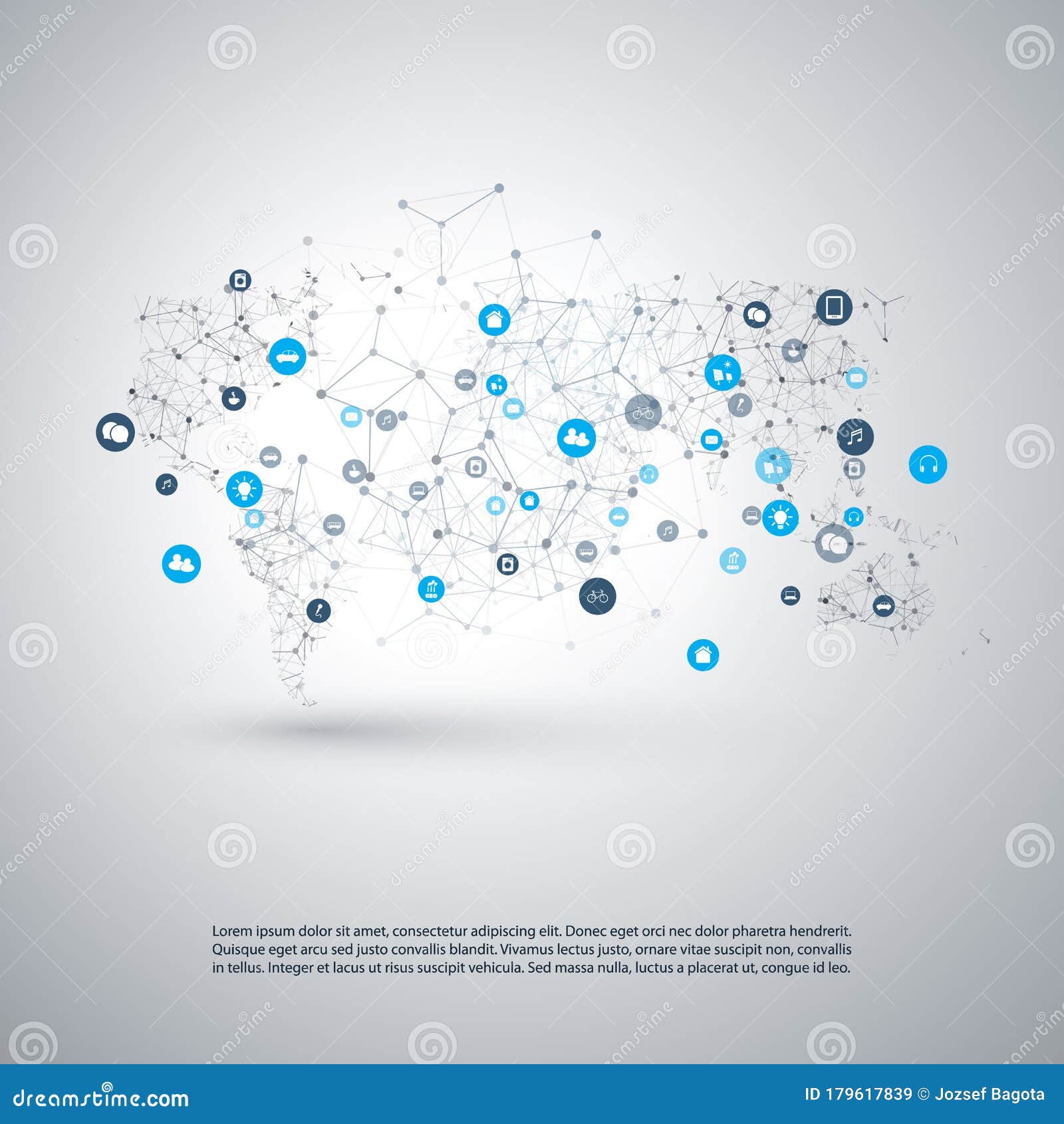 Internet of Things, Cloud Computing Design Concept with Wireframe and ...