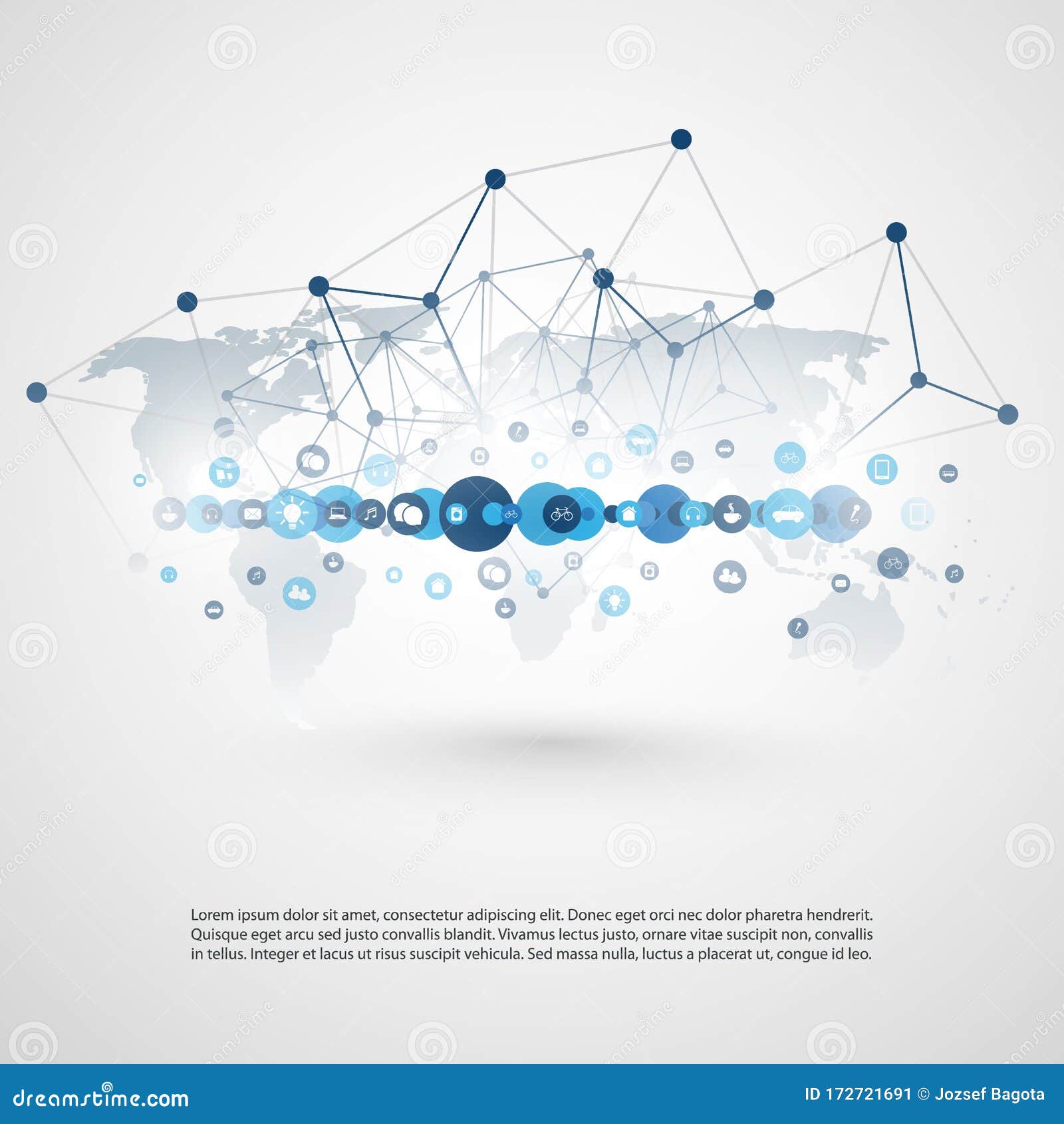 Internet of Things, Cloud Computing Design Concept with Wireframe ...