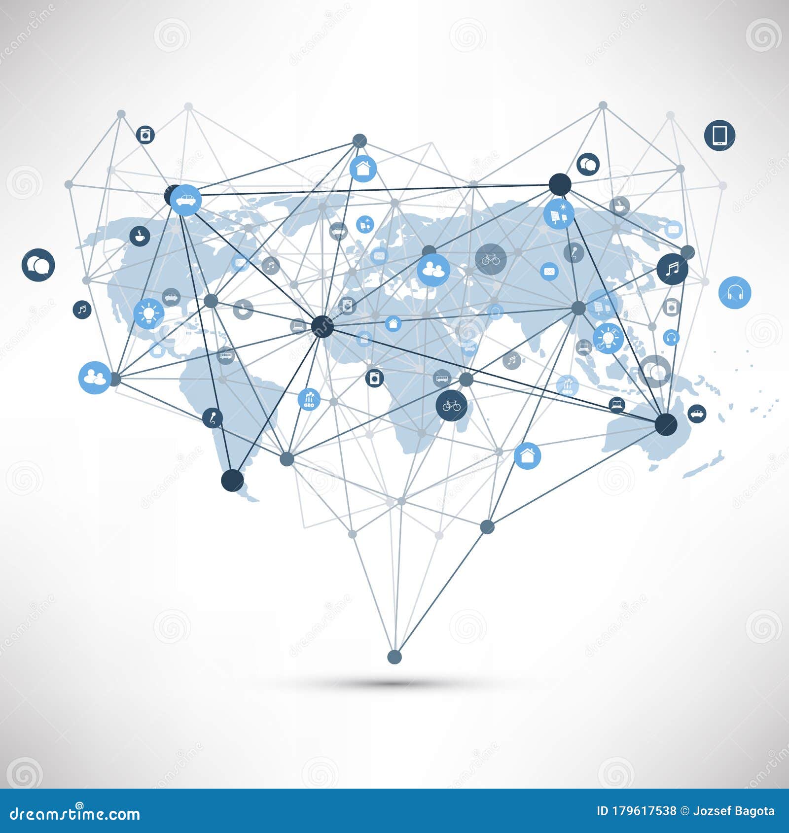 Internet of Things, Cloud Computing Design Concept with Wireframe ...