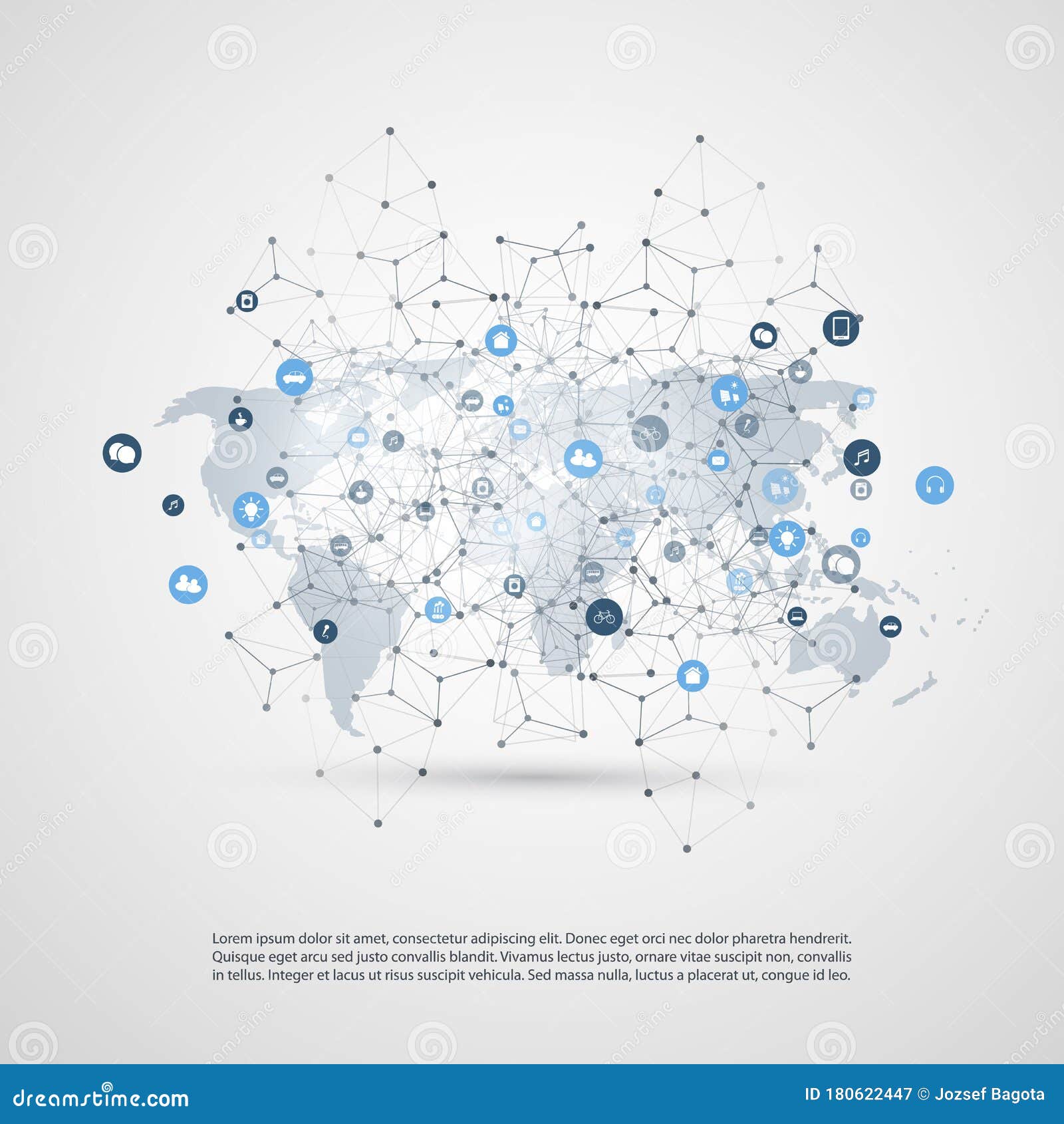 Internet of Things, Cloud Computing Design Concept with World Map ...