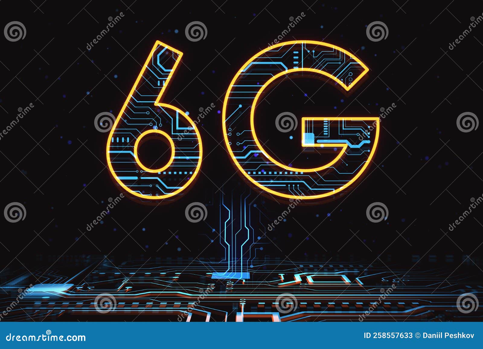 Internet of Things and Communication Network Concept with Digital 6G ...