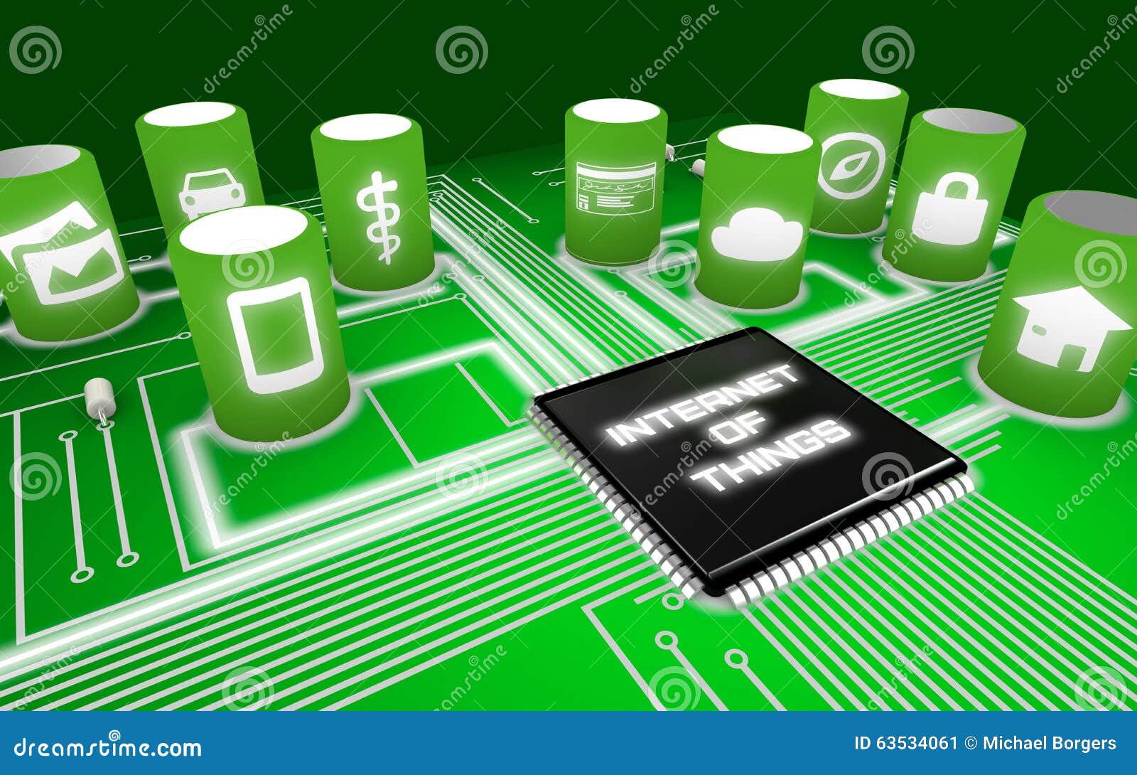 Internet of Things Concept Illustration Infographic Circuit Board Stock ...
