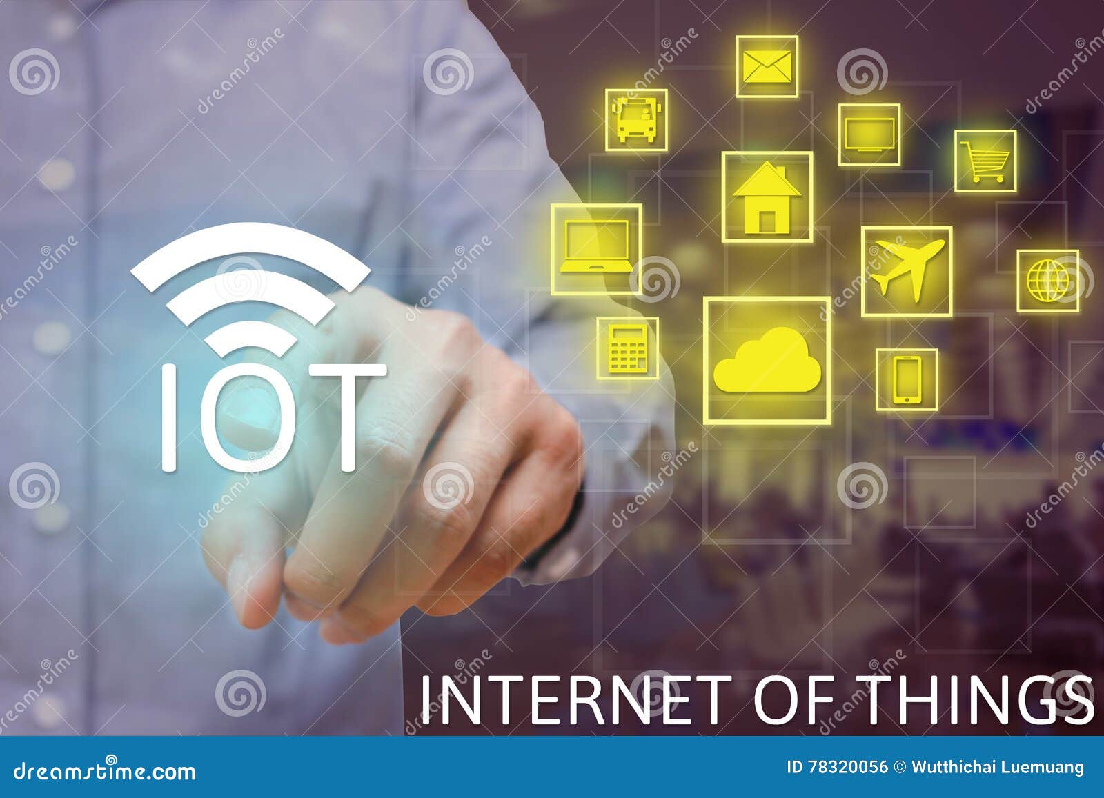 Internet of Things Concept with Young Man Pointing "IOT" Text Inside in ...