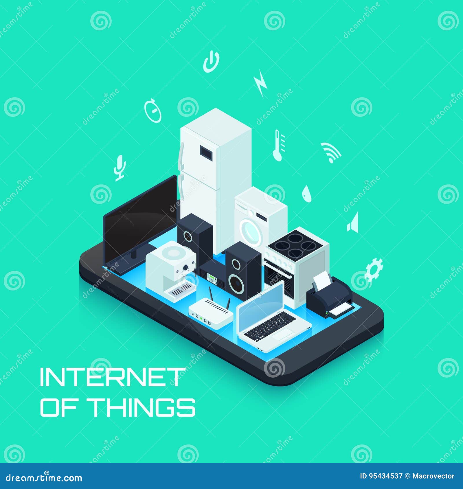 Internet of Things Design Composition with Smartphone Stock Vector ...