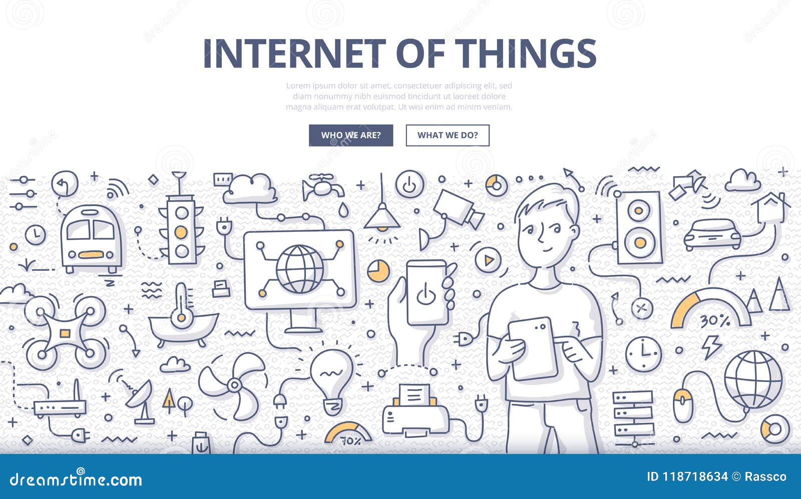Internet of Things Doodle Concept Stock Vector - Illustration of ...