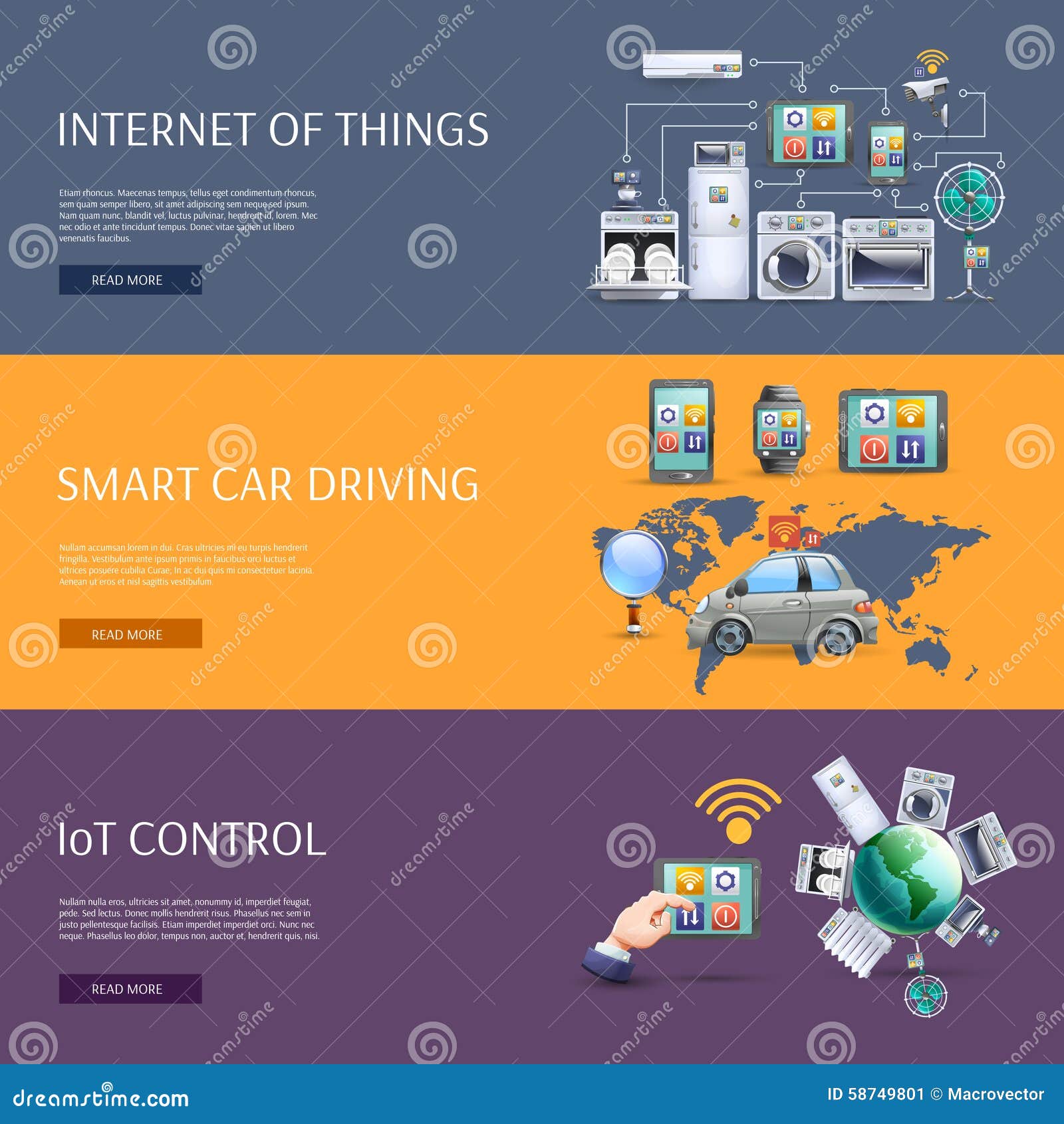 Internet of Things Flat Banners Set Stock Vector - Illustration of ...