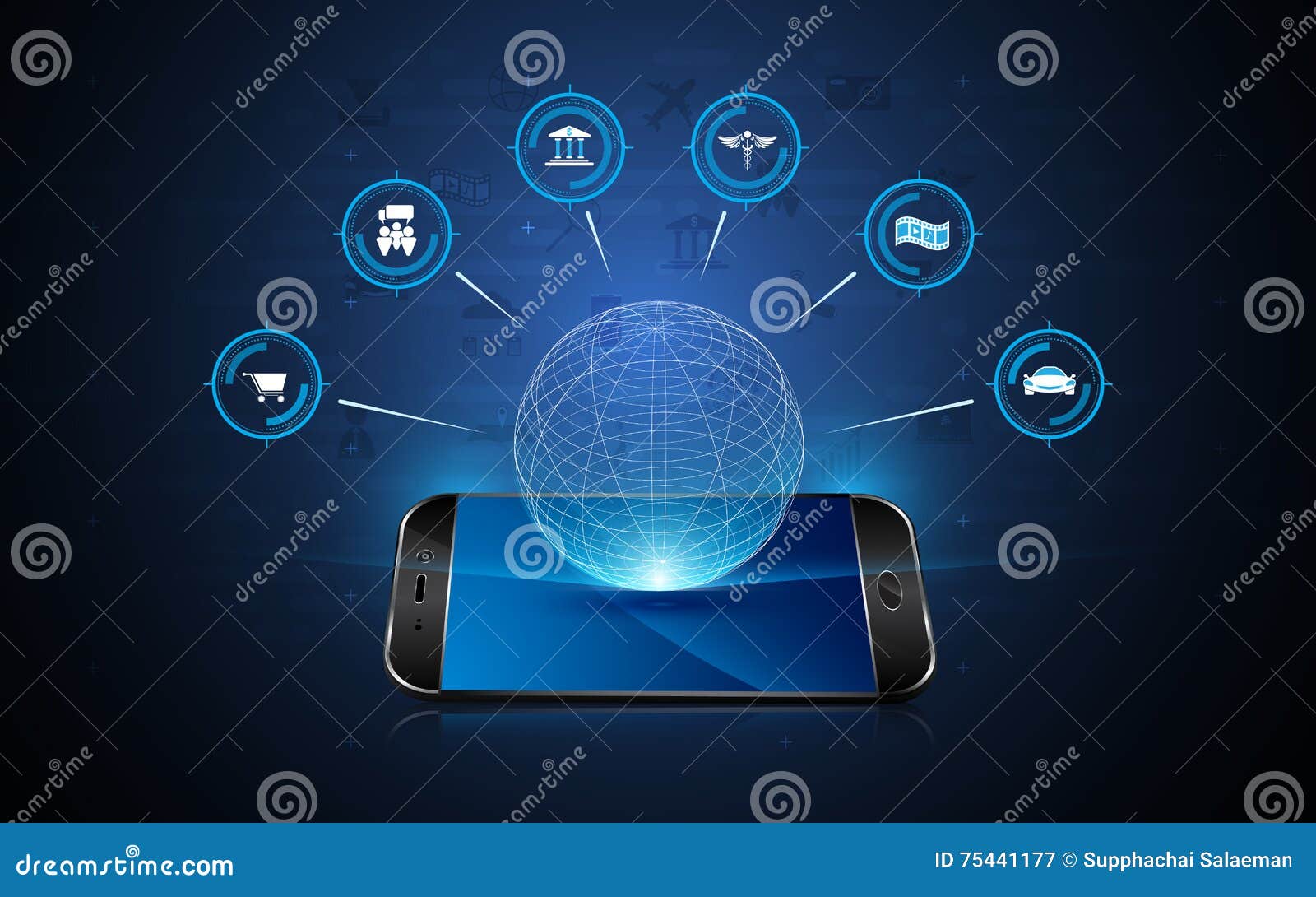 Internet of Things Icon Hologram Interactive Telephone Technology ...