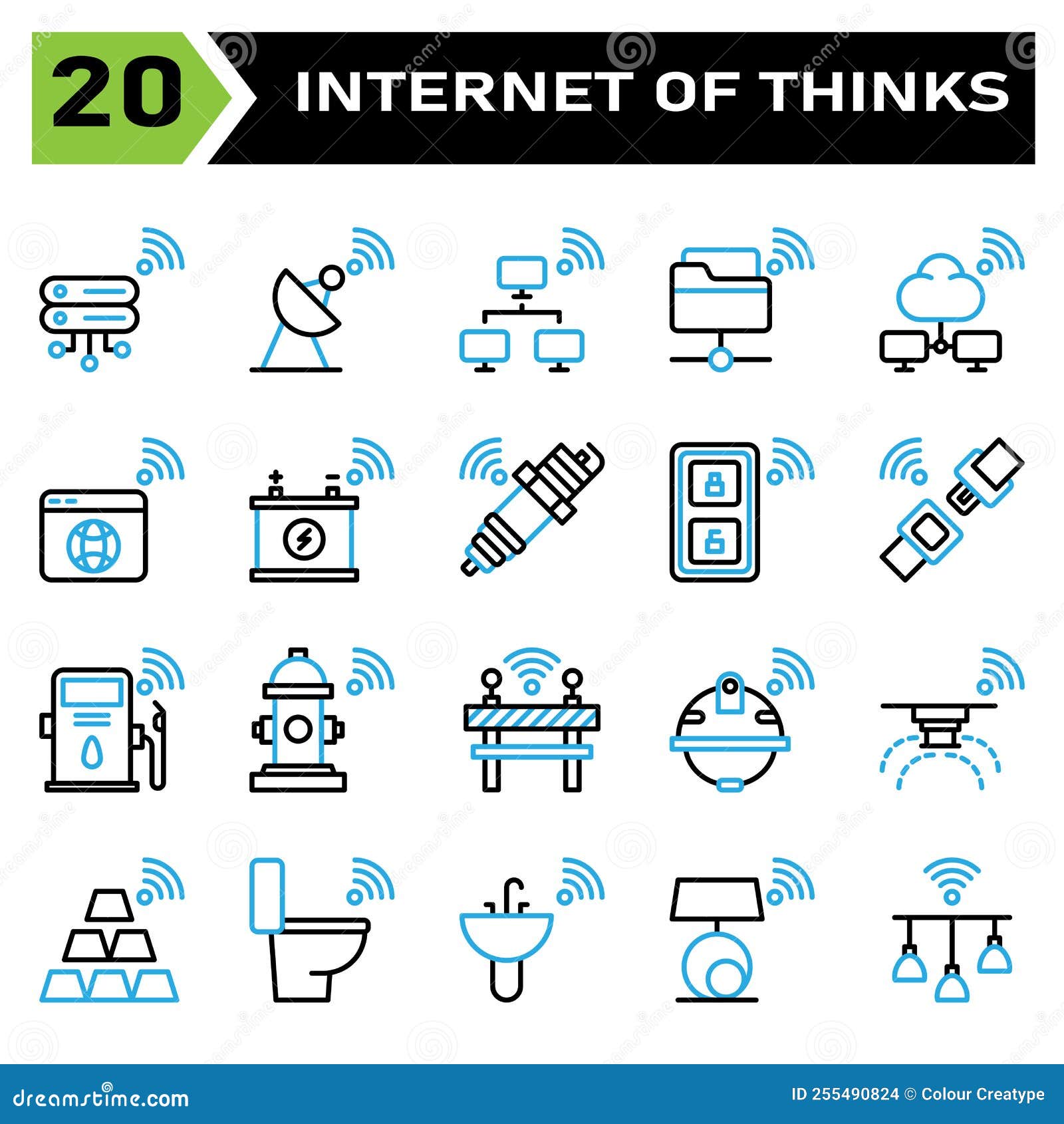 Internet of Things Icon Set Include Server, Database, Internet of ...
