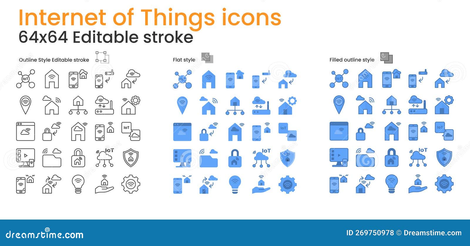 Internet of Things Icons Set. 64x64 Editable Stroke Stock Vector ...