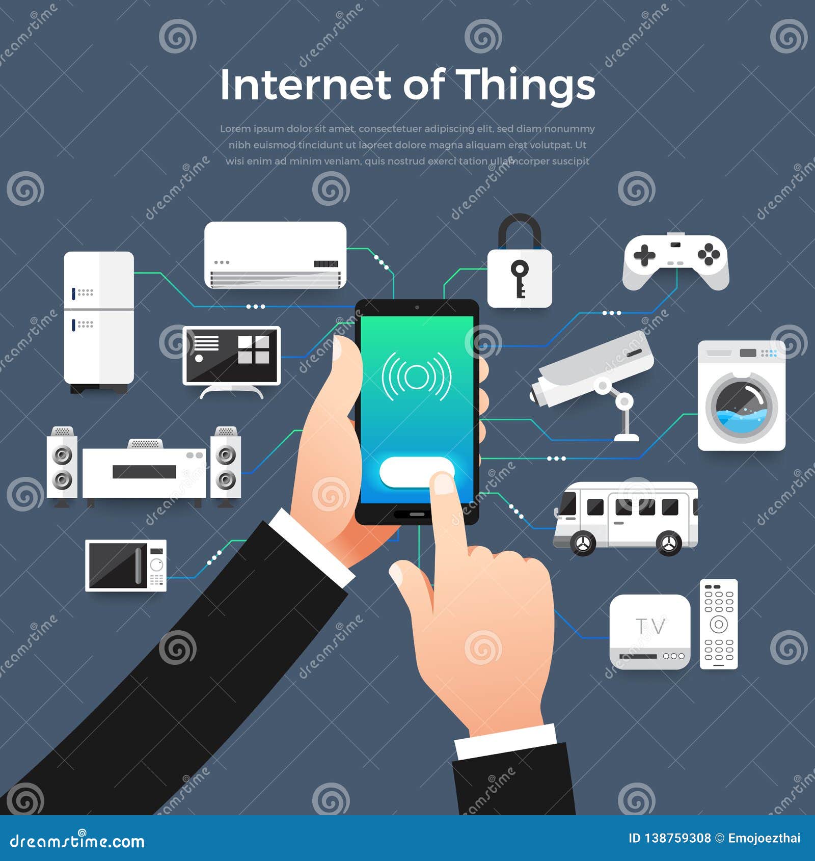 Internet Of Things IOT Conceptual Background With Workflow Of End To ...