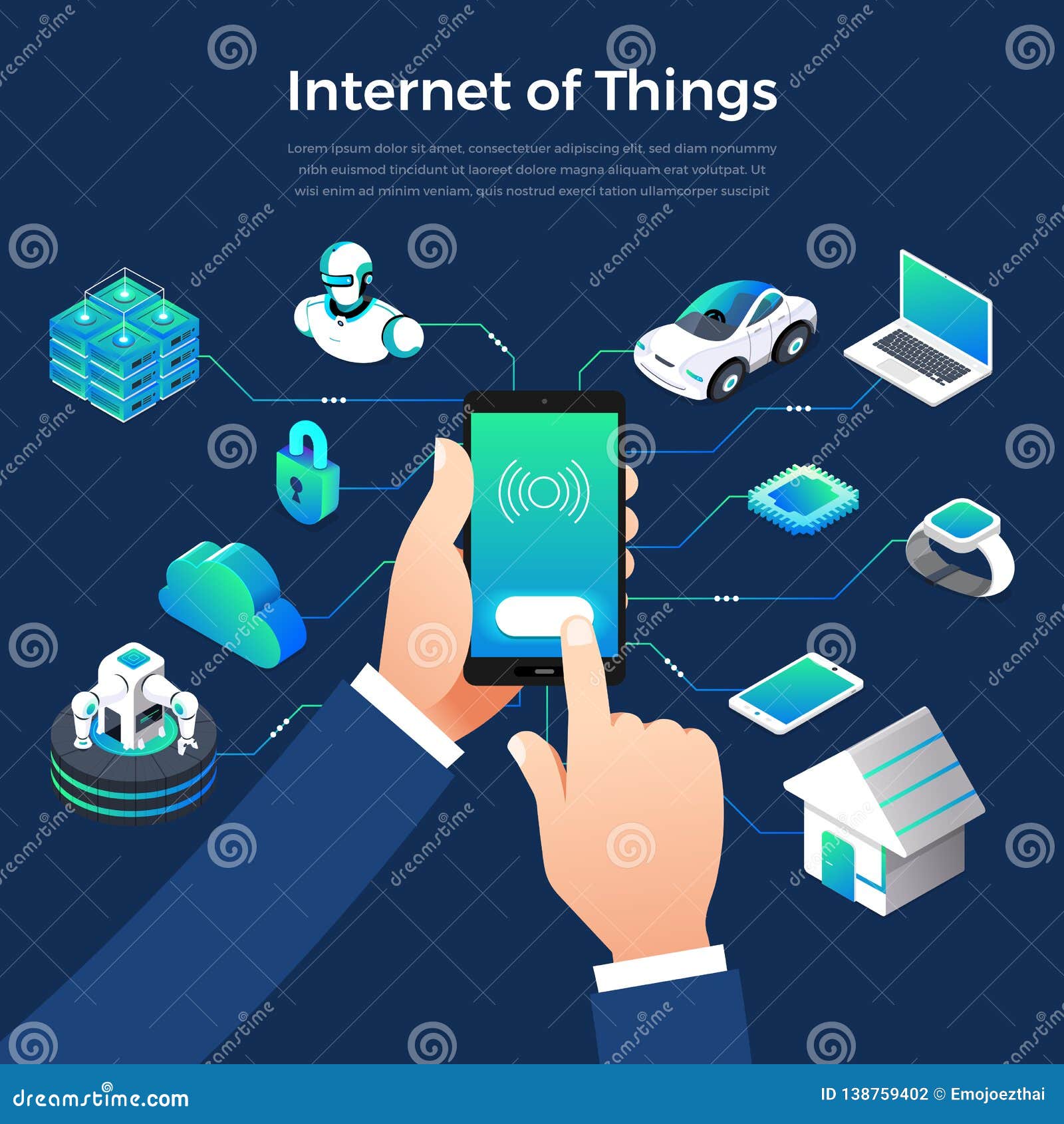 Internet Of Things IOT Conceptual Background With Workflow Of End To ...