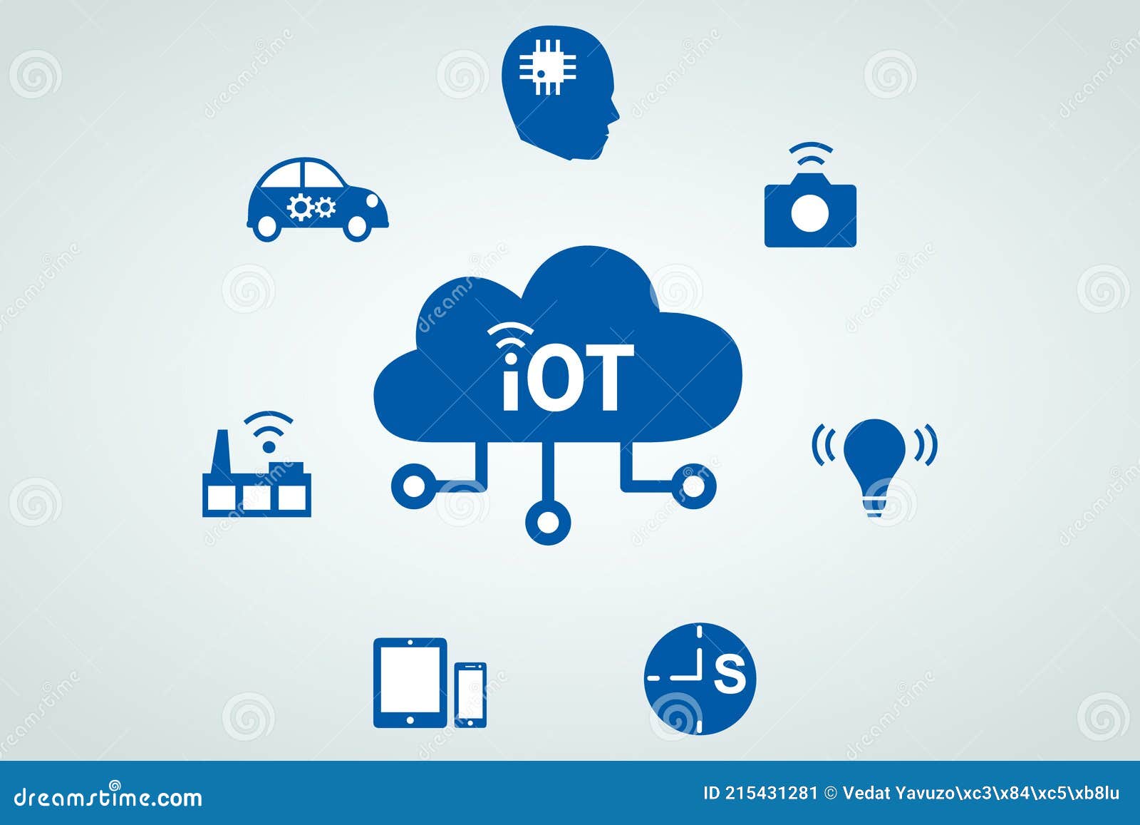 Internet of Things Illustration on White Background. Simple Vector Line ...