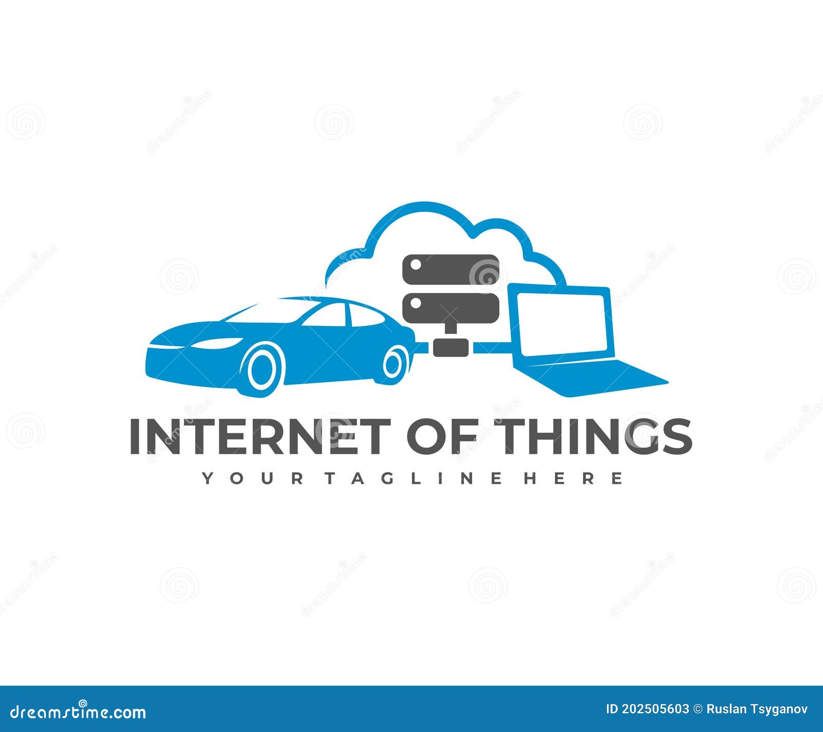 Internet of Things or IoT, Cloud Server, Car and Laptop, Logo Design ...