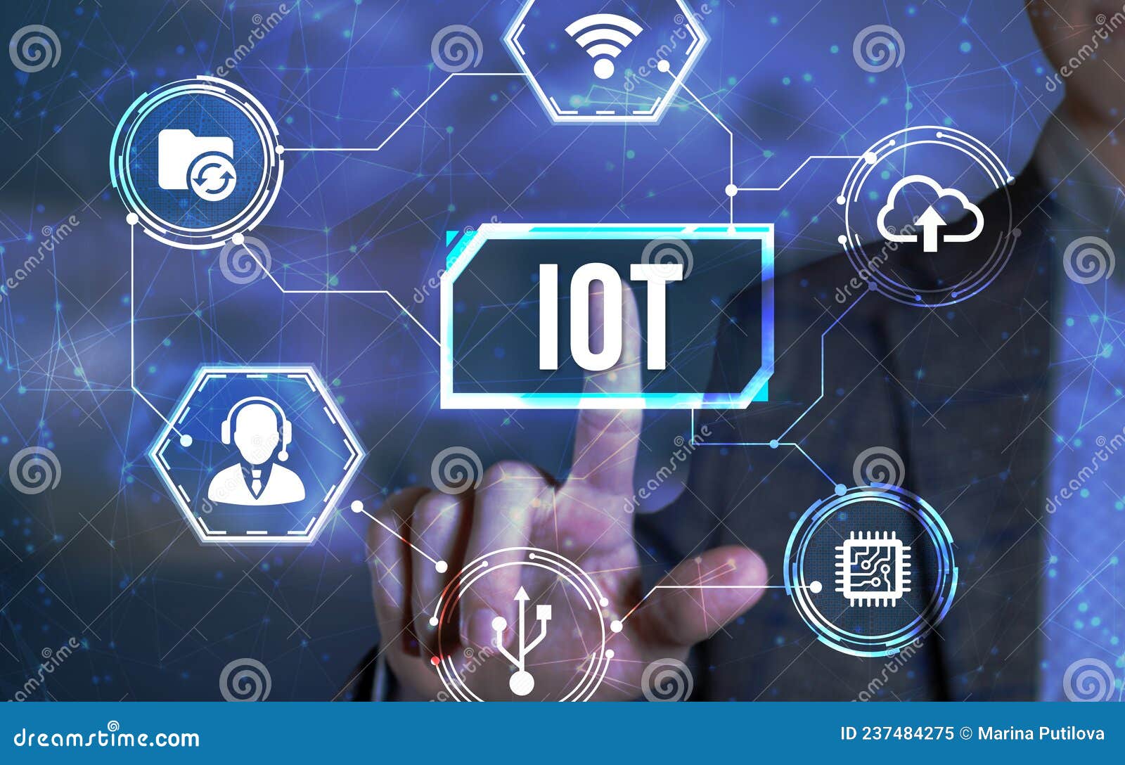 Internet of Things - IOT Concept. Businessman Offer IOT Products and ...