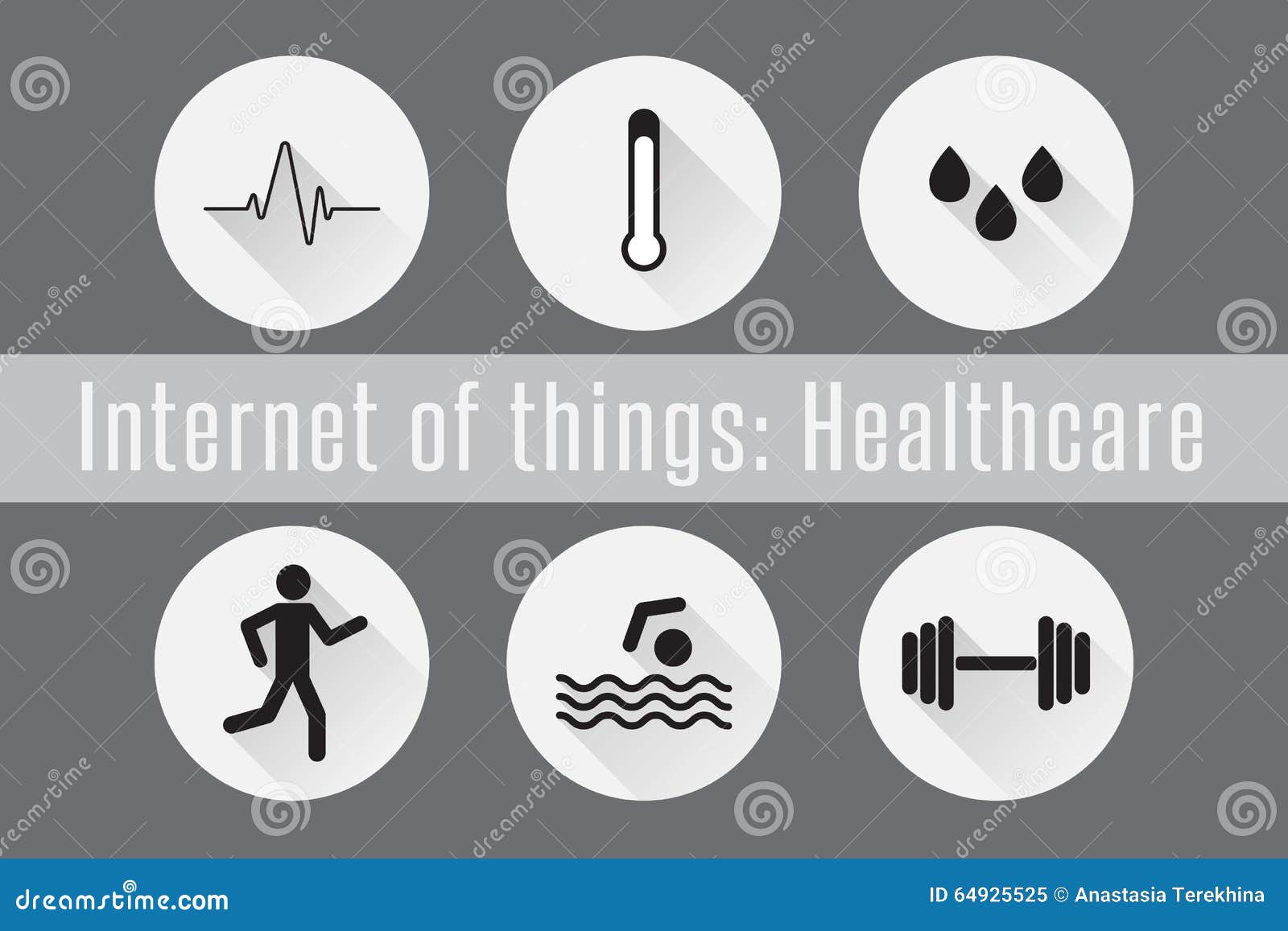 Internet of Things, IoT- Healthcare. Set of 6 Flat Icons. Vector ...