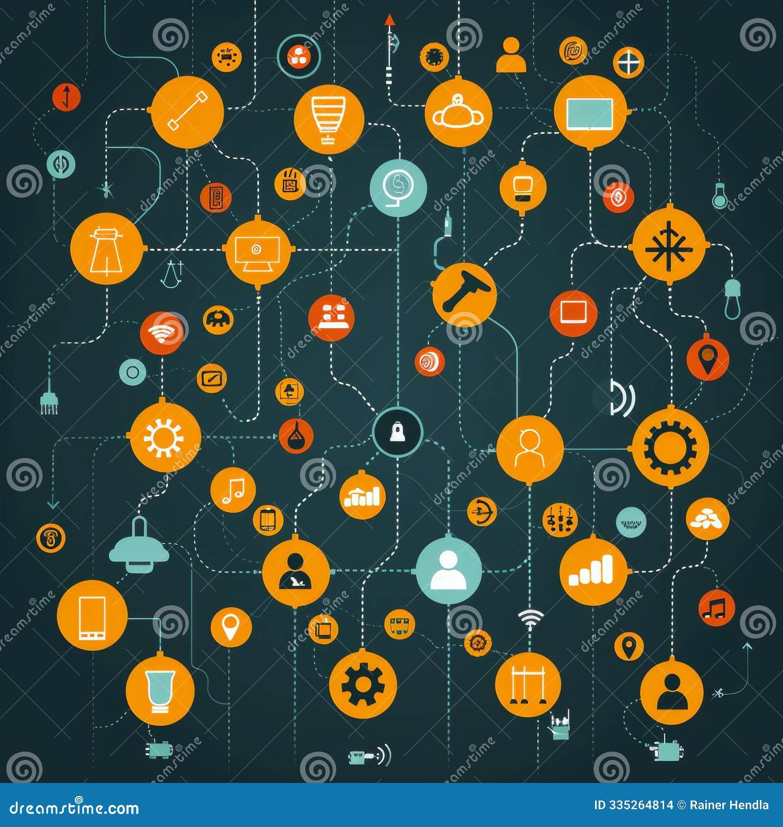 Internet of Things (IoT) Network of Connected Devices and Icons Stock ...