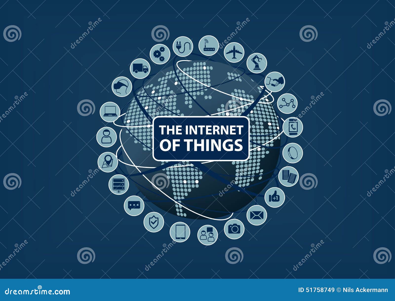 Internet of Things (IoT) Word and Icons with Globe and World Map Stock ...