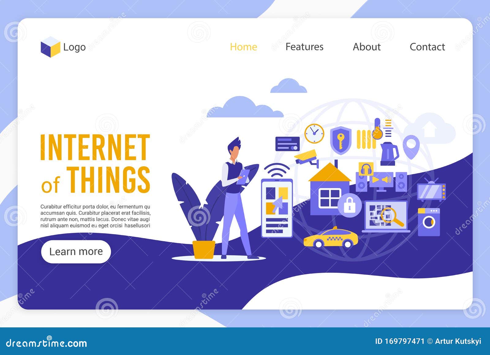 Internet of Things Landing Page Vector Template Stock Vector ...