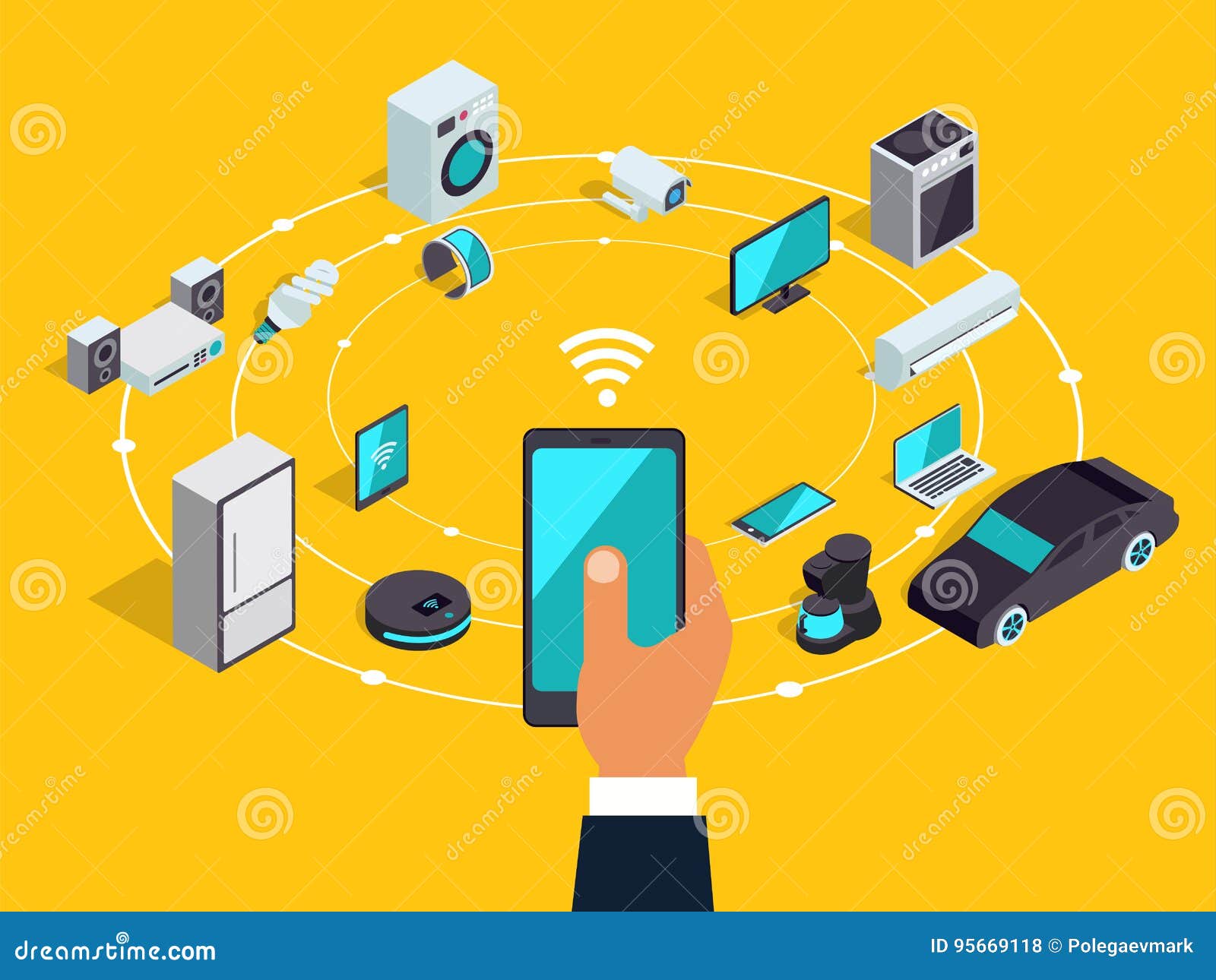 Internet of Things Layout. IOT Online Synchronization and Connection ...