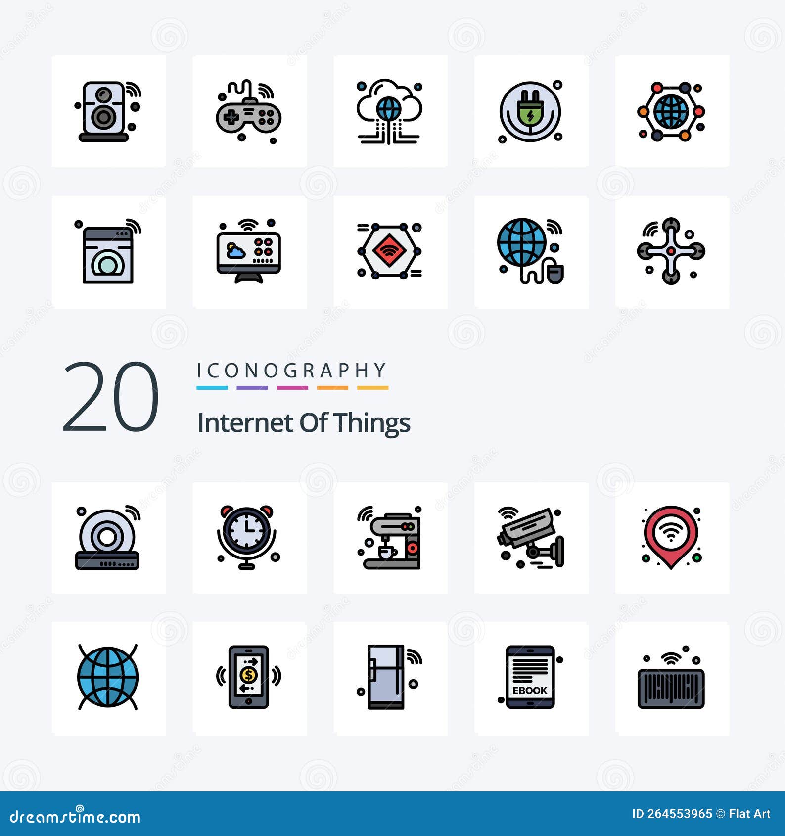20 Internet of Things Line Filled Color Icon Pack Like Wifi Iot Coffee Internet of Things Wifi ...