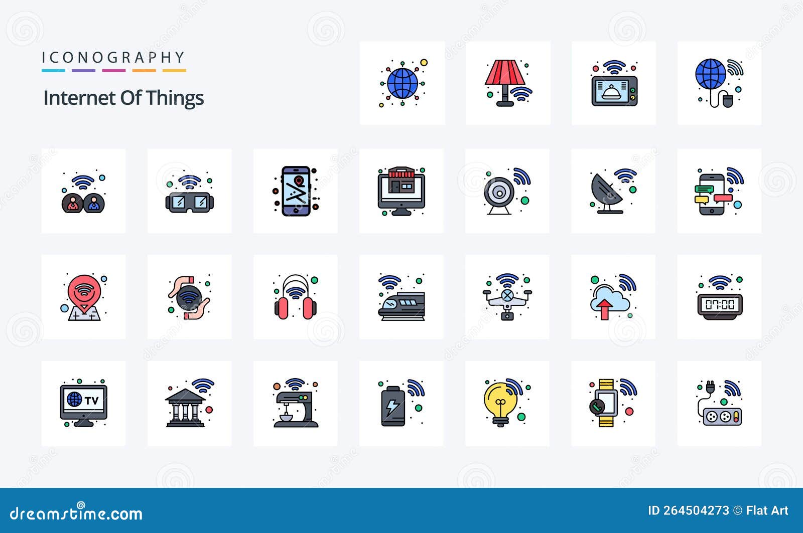 25 Internet of Things Line Filled Style Icon Pack. Vector Iconography ...