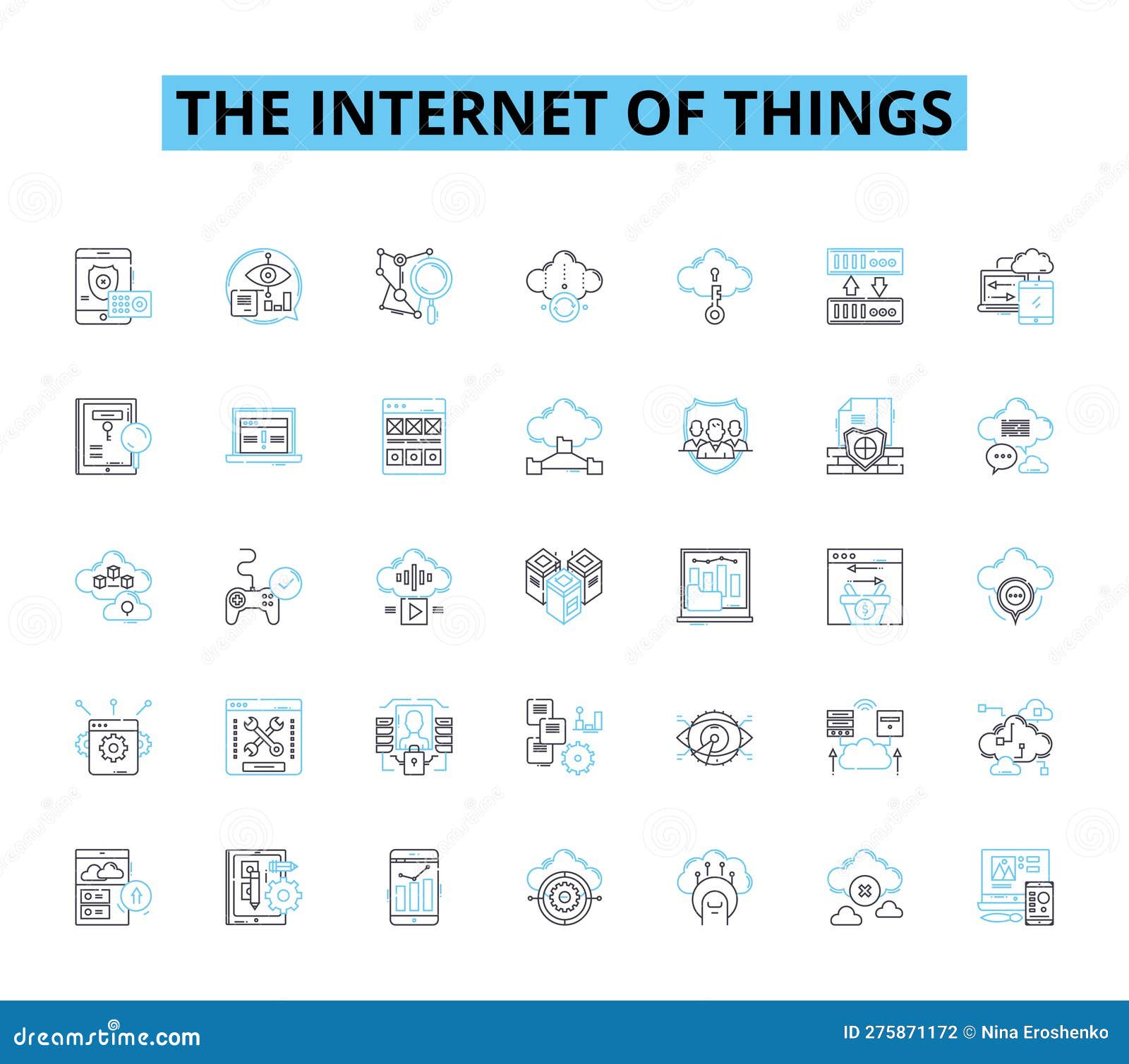 The Internet of Things Linear Icons Set. Connected, Automation, Smart ...