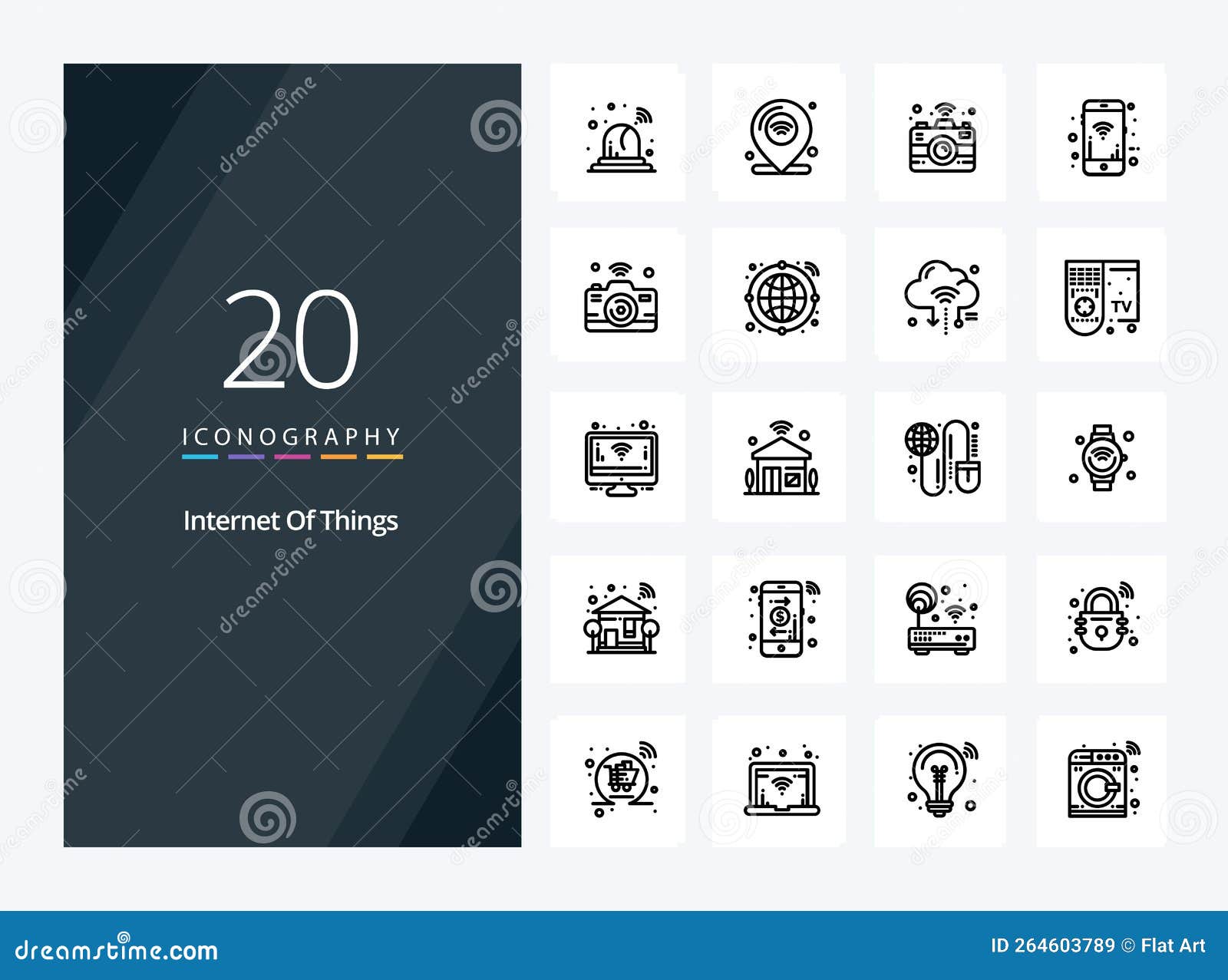 20 Internet of Things Outline Icon for Presentation Stock Vector ...