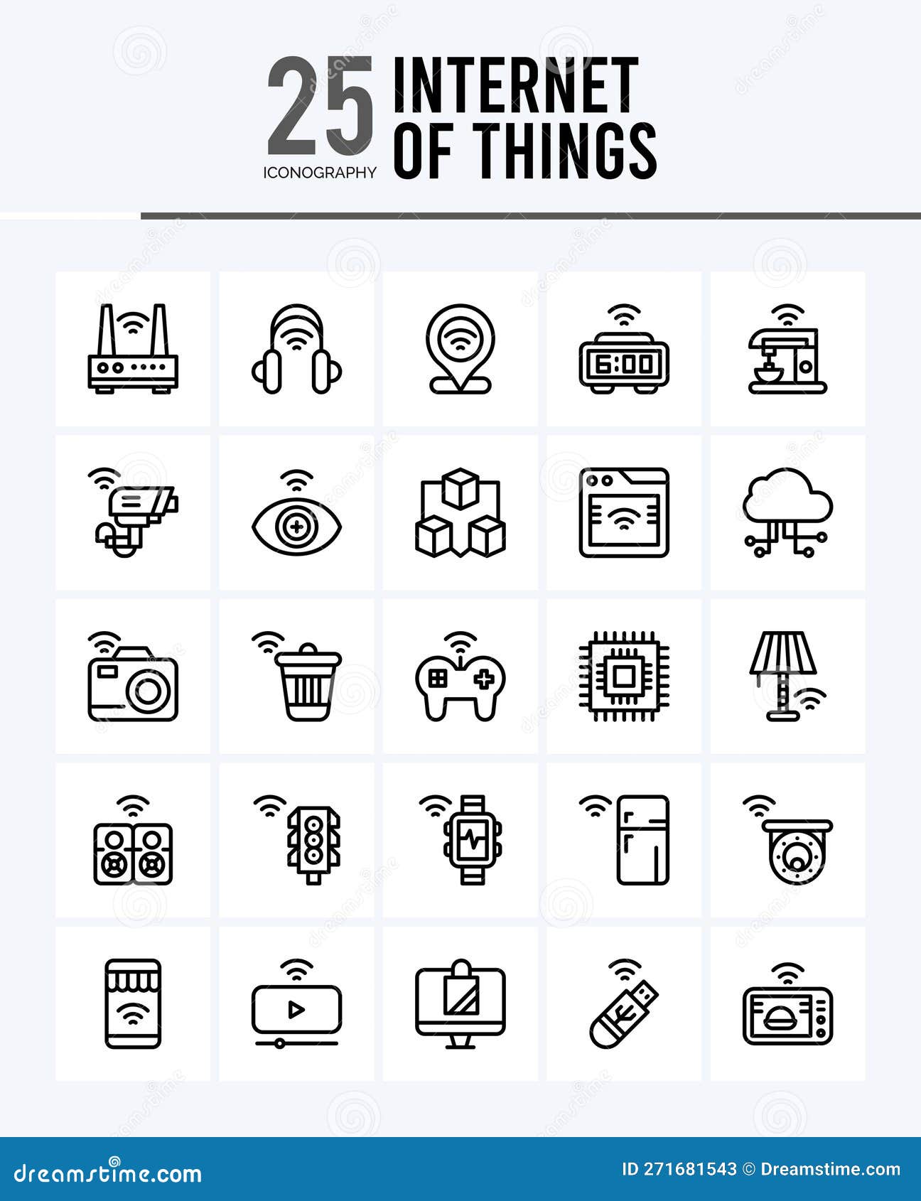 25 Internet of Things Outline Icons Pack Vector Illustration Stock ...