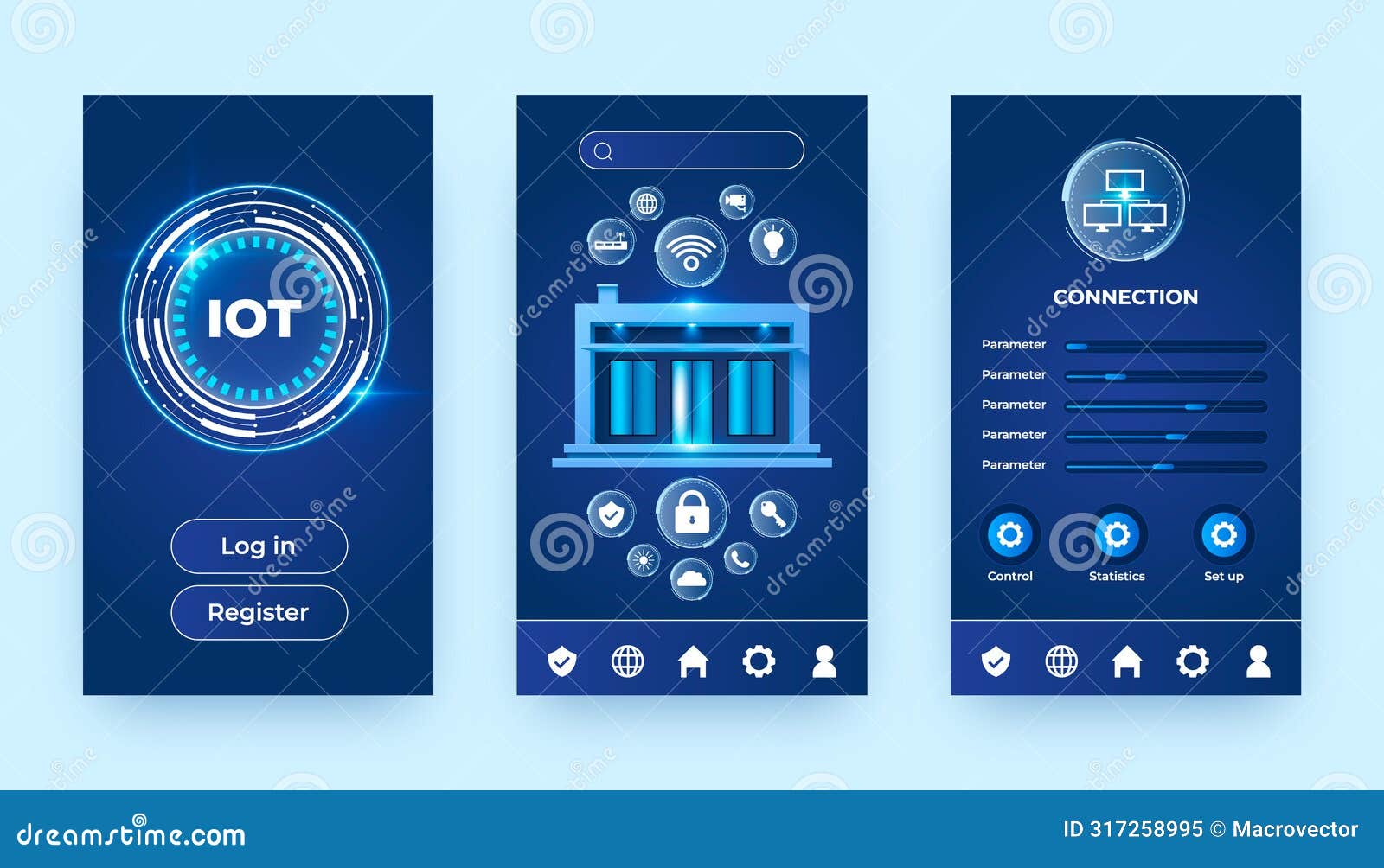 Internet of Things Realistic App Design Set Stock Illustration ...