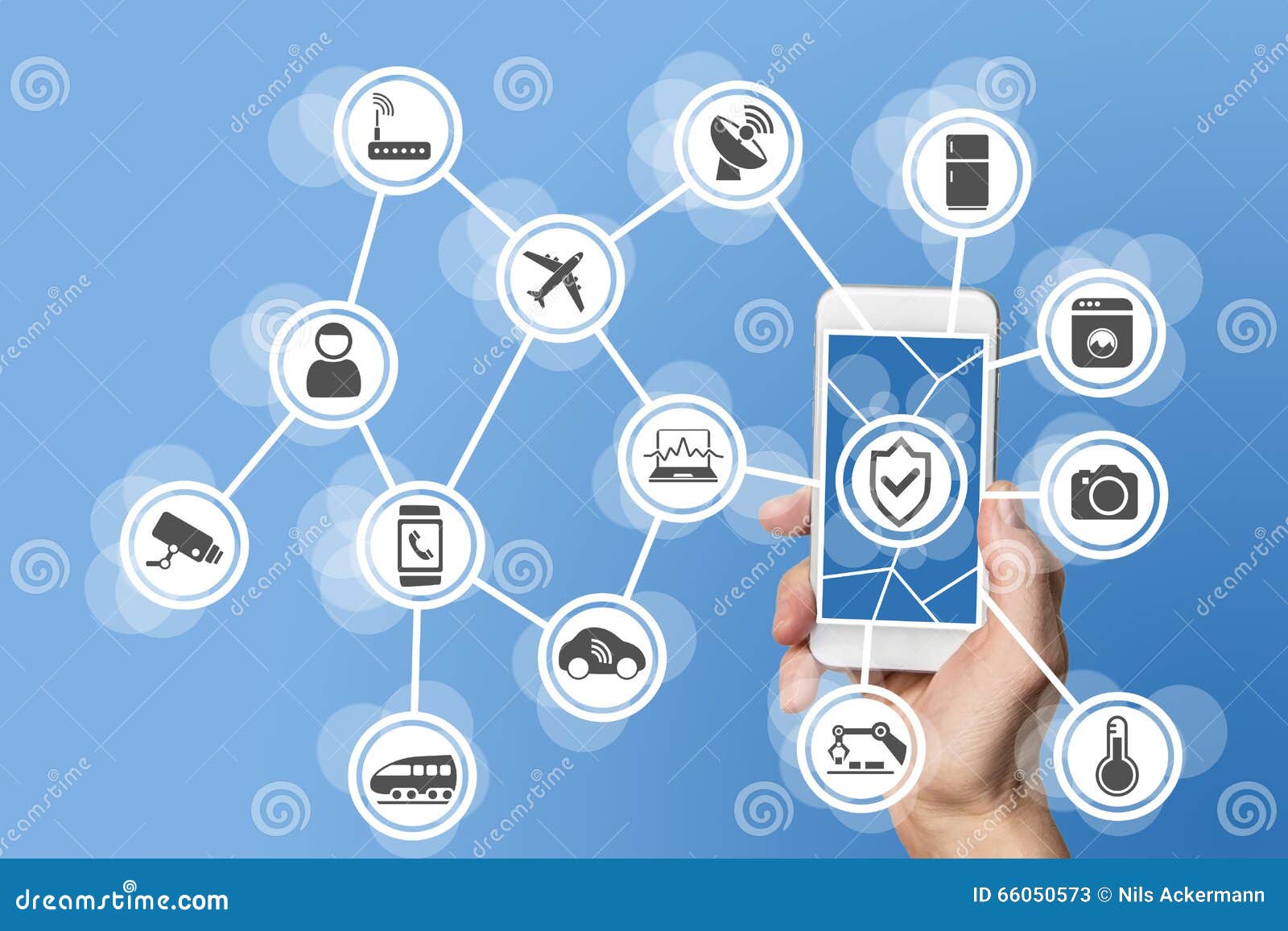 Internet of Things Security Concept Illustrated by Hand Holding Modern ...
