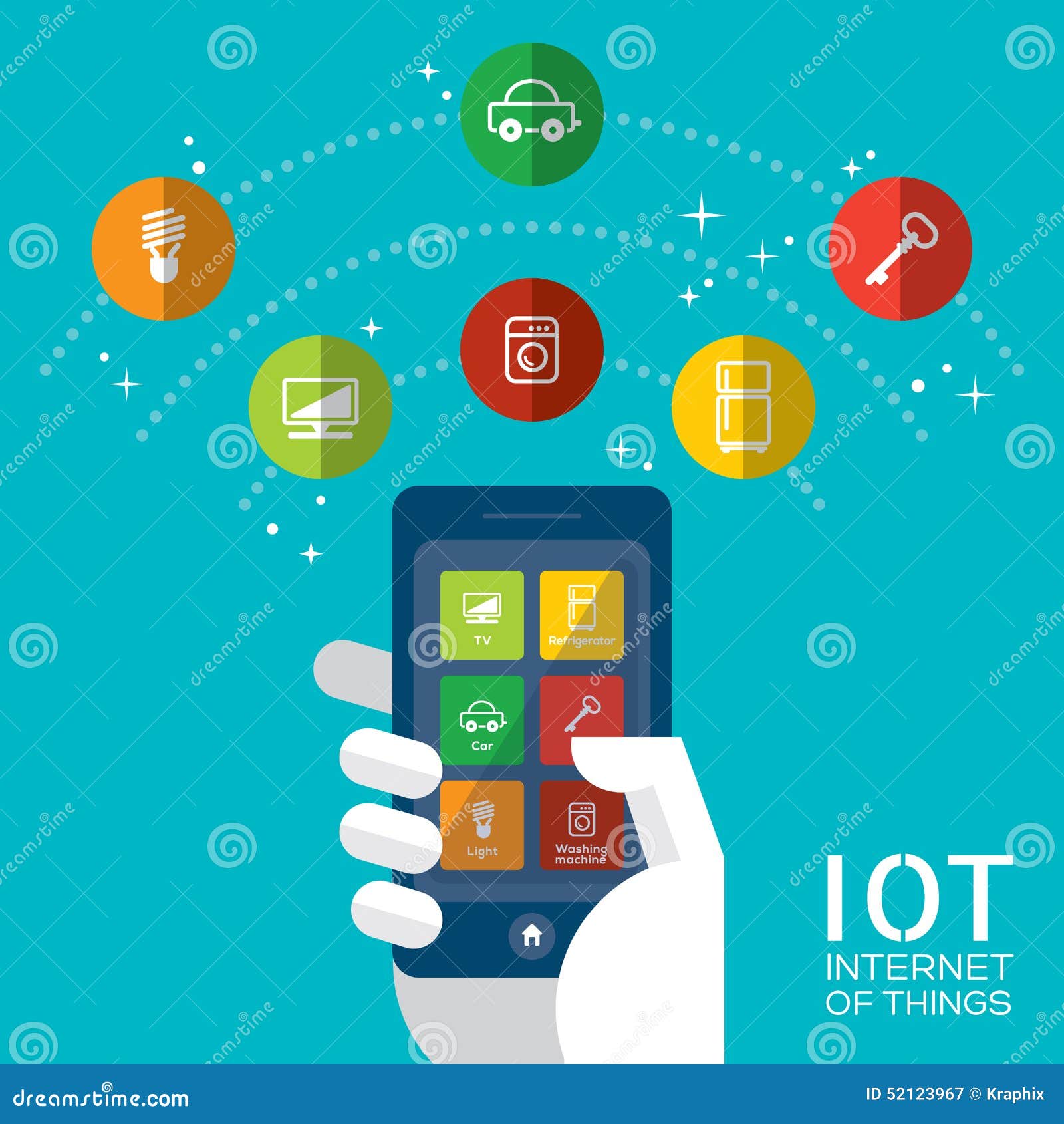 Internet of Things with Smartphone Concept Illustration Stock Vector ...