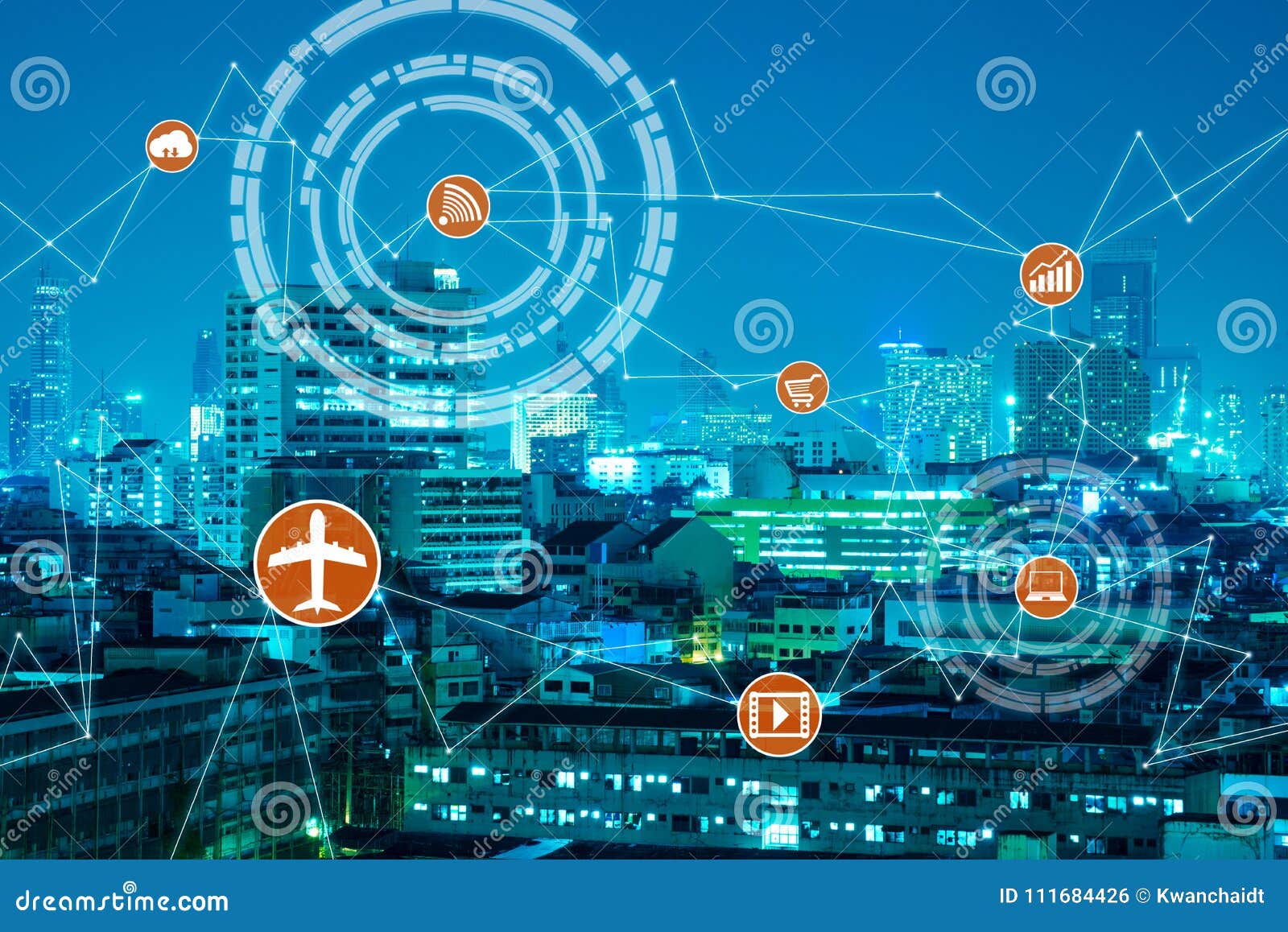 Internet of Things Technology Concept with Line Connection Over Stock ...