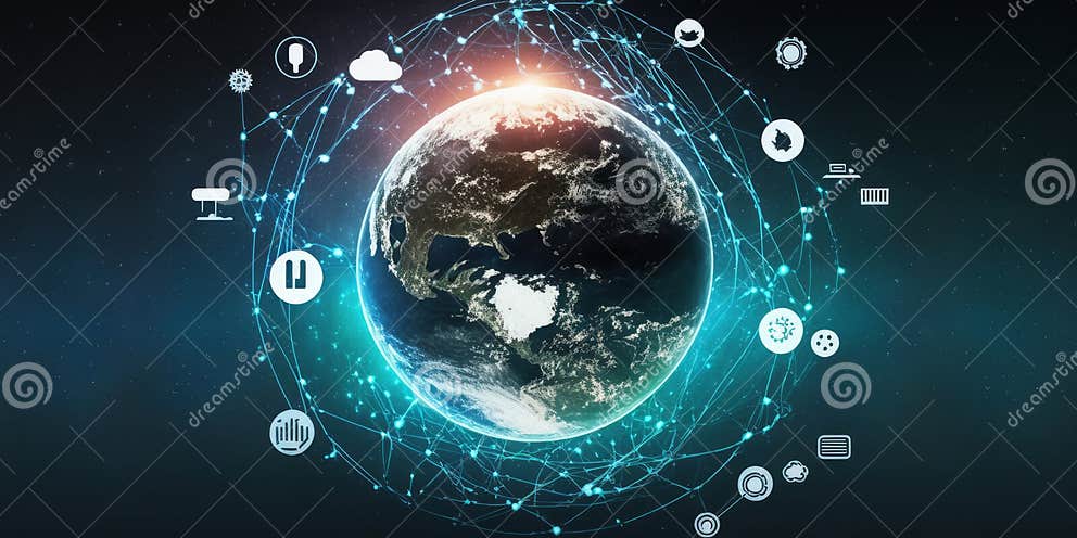 Internet of Things Technology with Connected IoT Network Around Earth ...