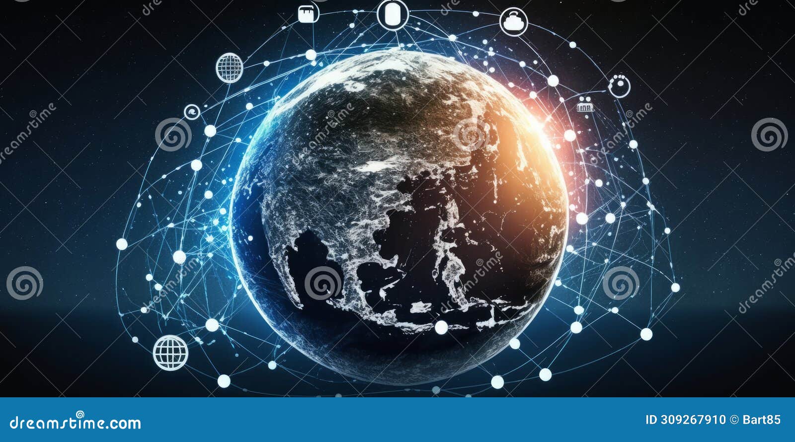 Internet of Things Technology with Connected IoT Network Around Earth ...