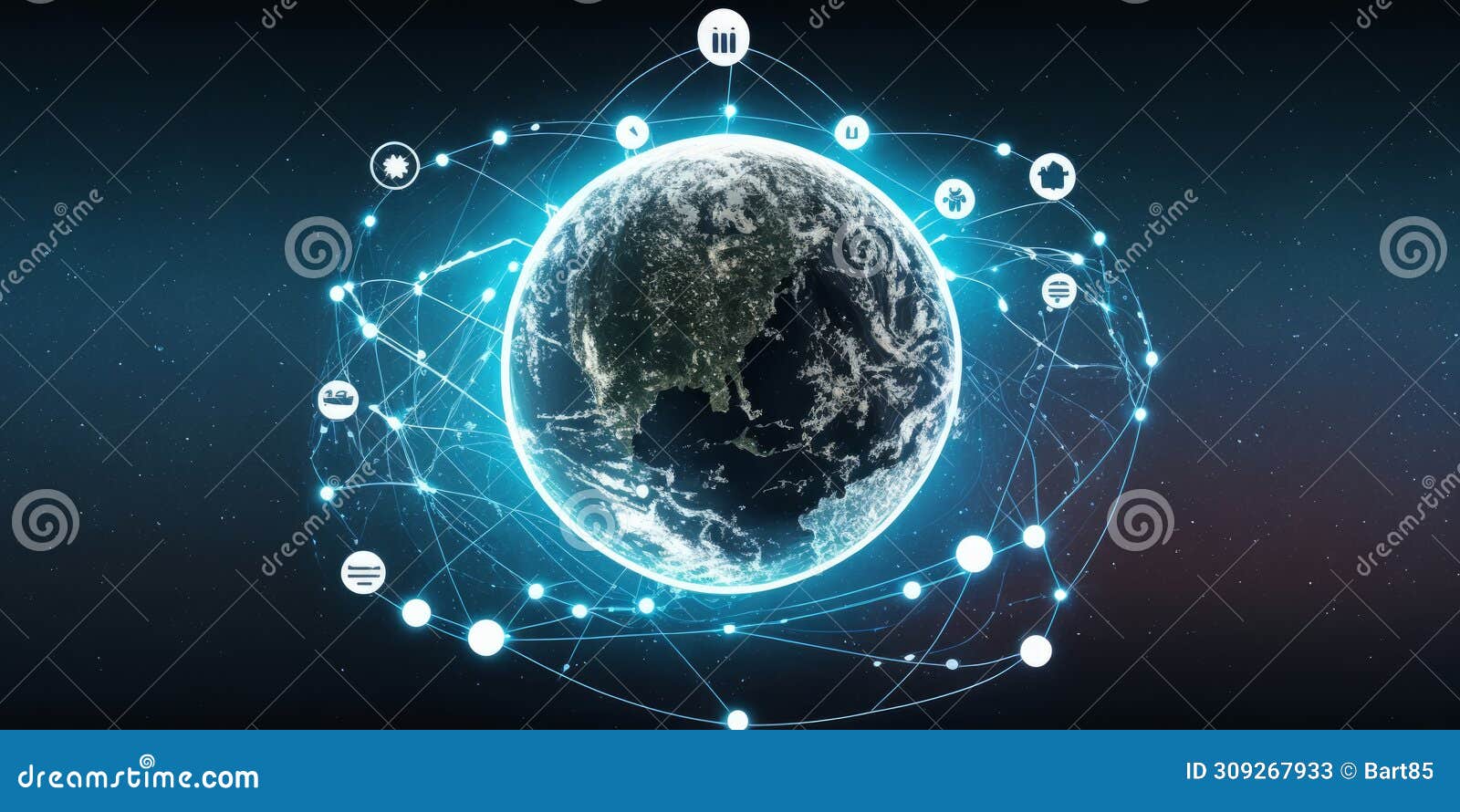Internet of Things Technology with Connected IoT Network Around Earth ...