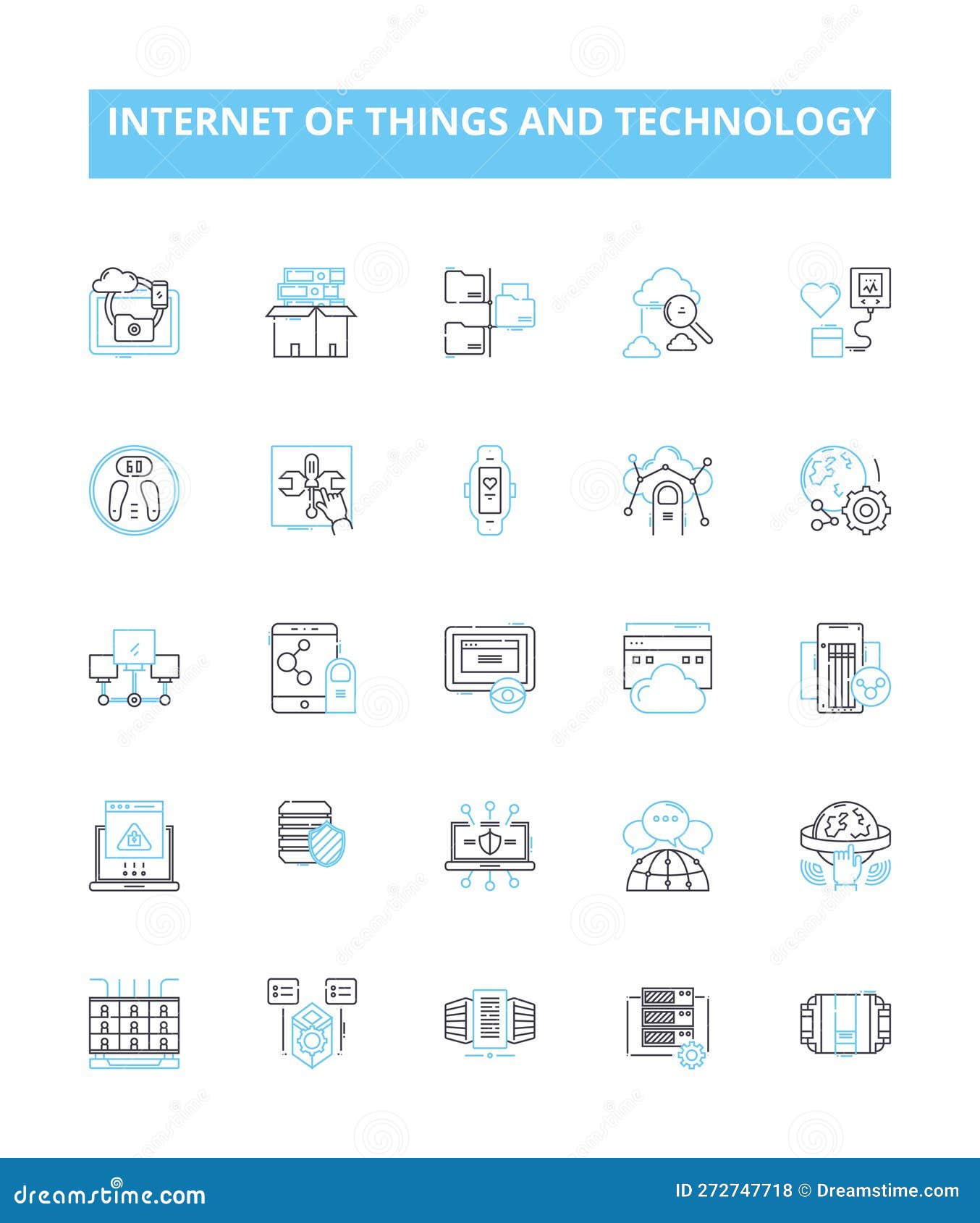 Internet of Things and Technology Vector Line Icons Set. IoT ...