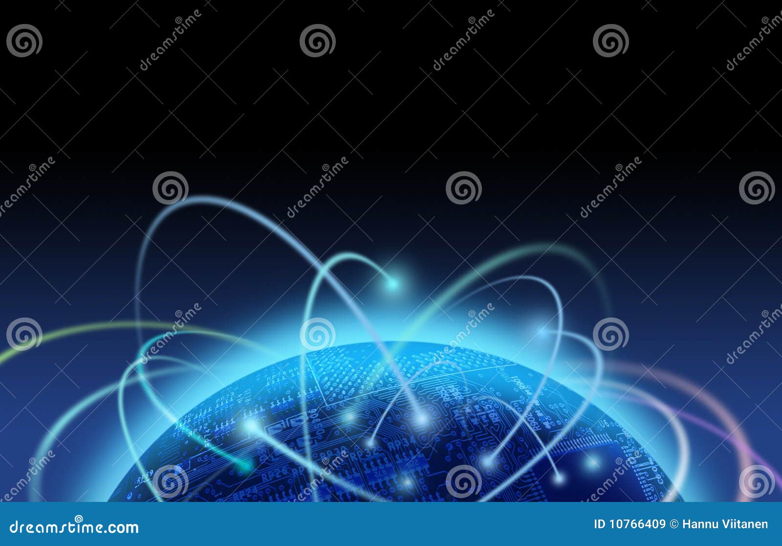 Internet Traffic Over Circuit Board World Stock Illustration ...