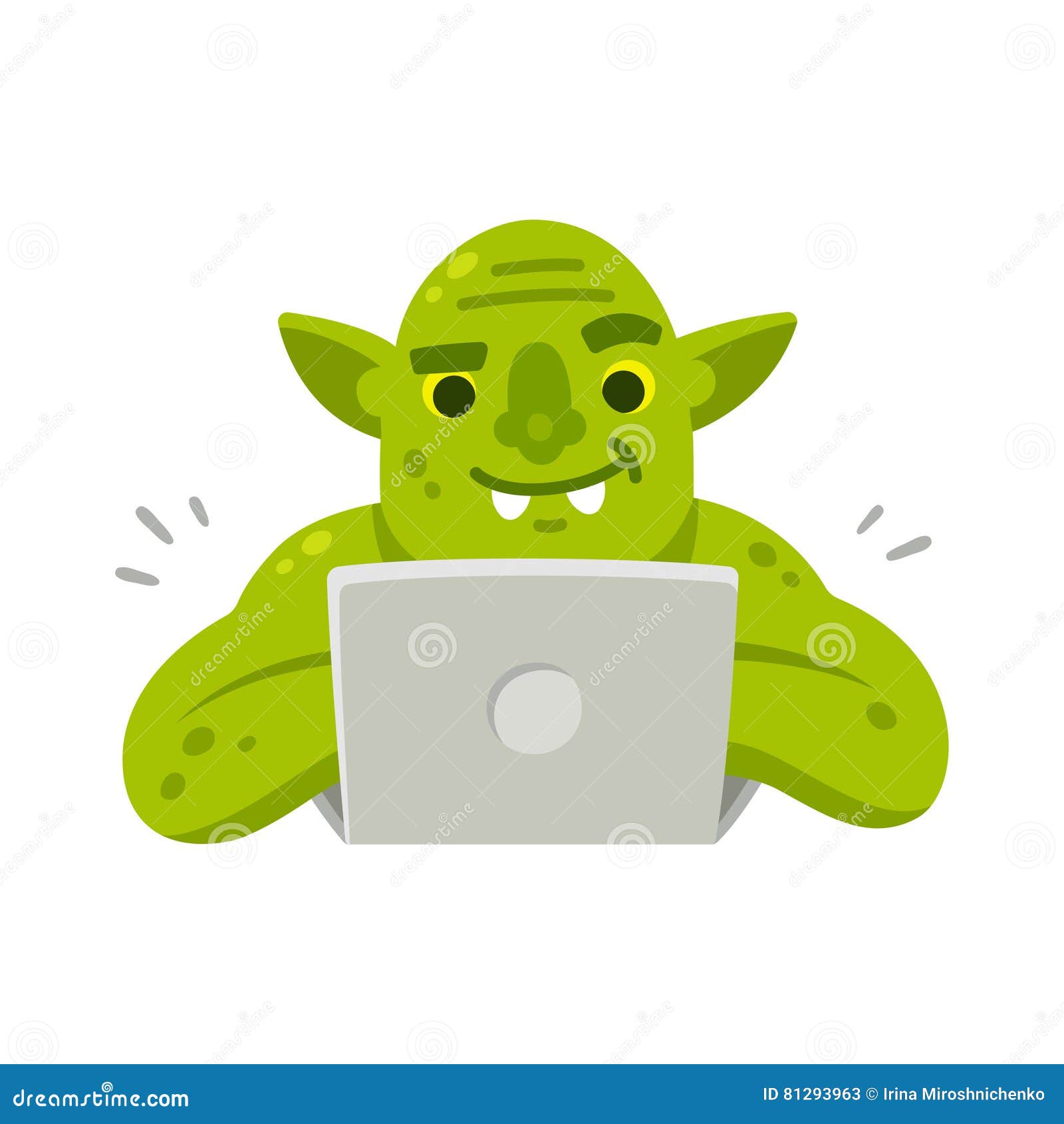 Internet troll with laptop stock vector. Illustration of bullying ...